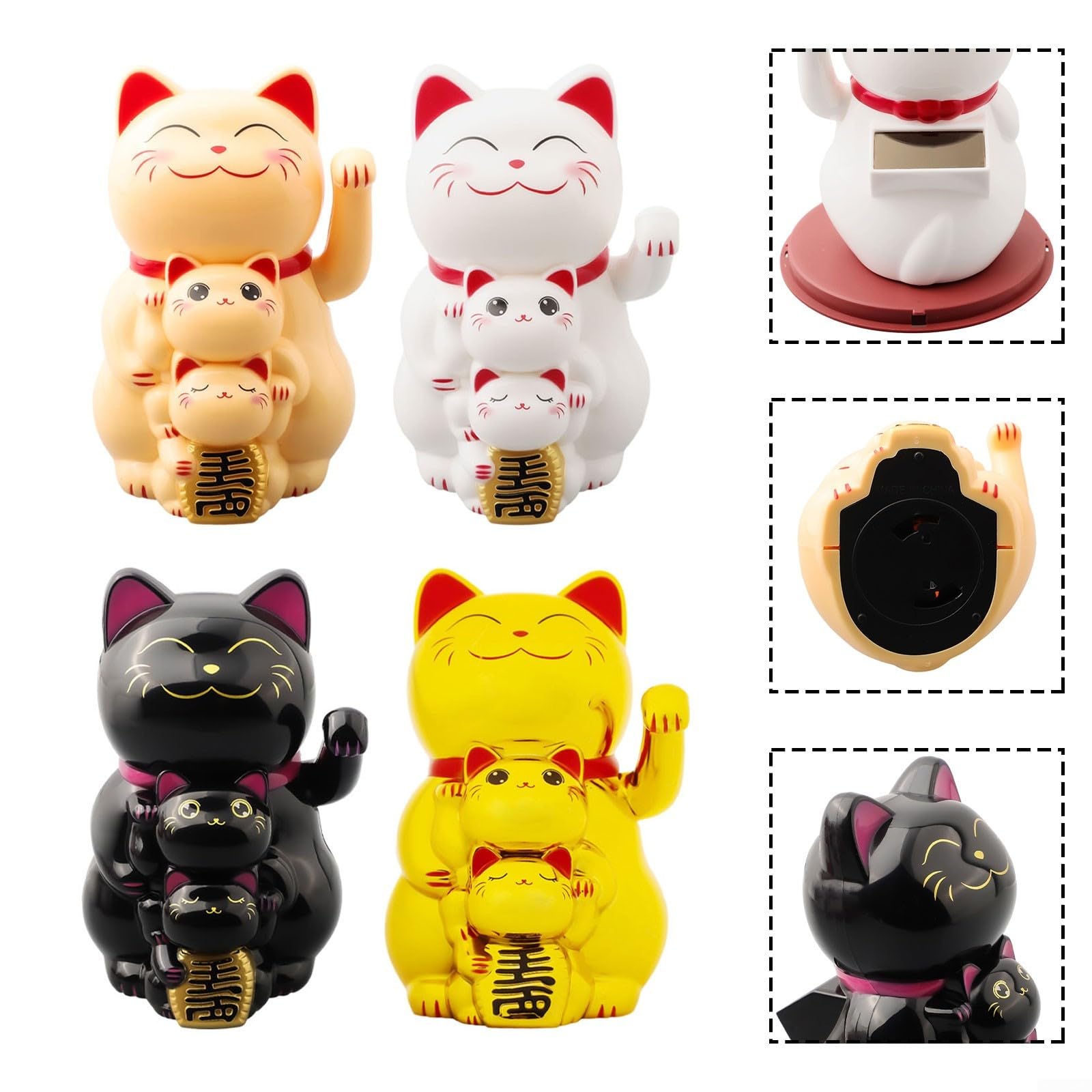Lucky Waving Cat Lucky Cat Waving Moving Arm Solar Power Chinese ...