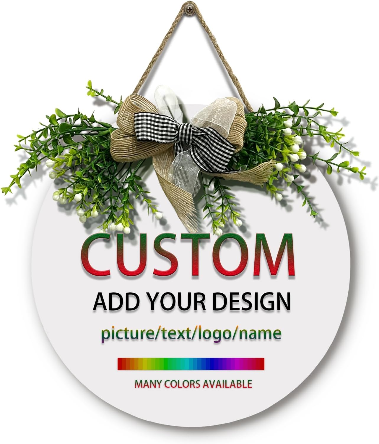Amazon.com: Personalized Custom Door Signs Wreath Customized Wooden ...