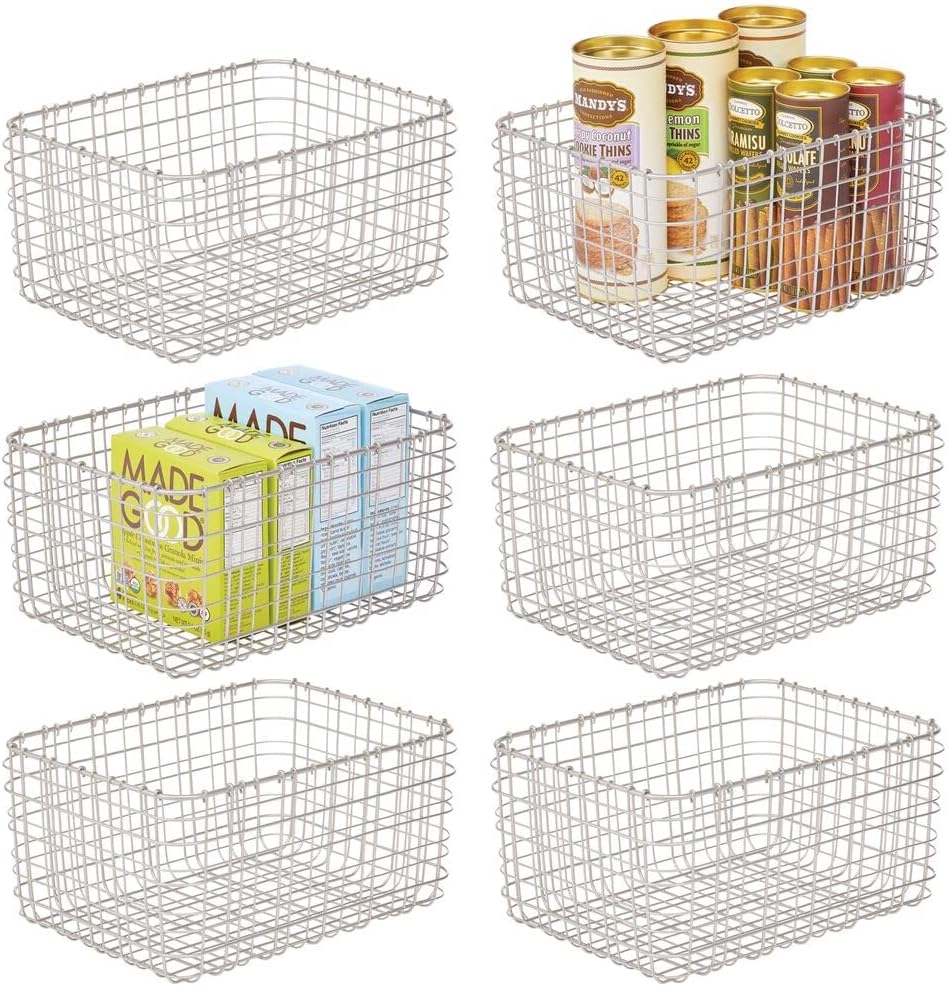 mDesign Set of 6 Wire Storage Basket — Wire Basket for Storing Items ...