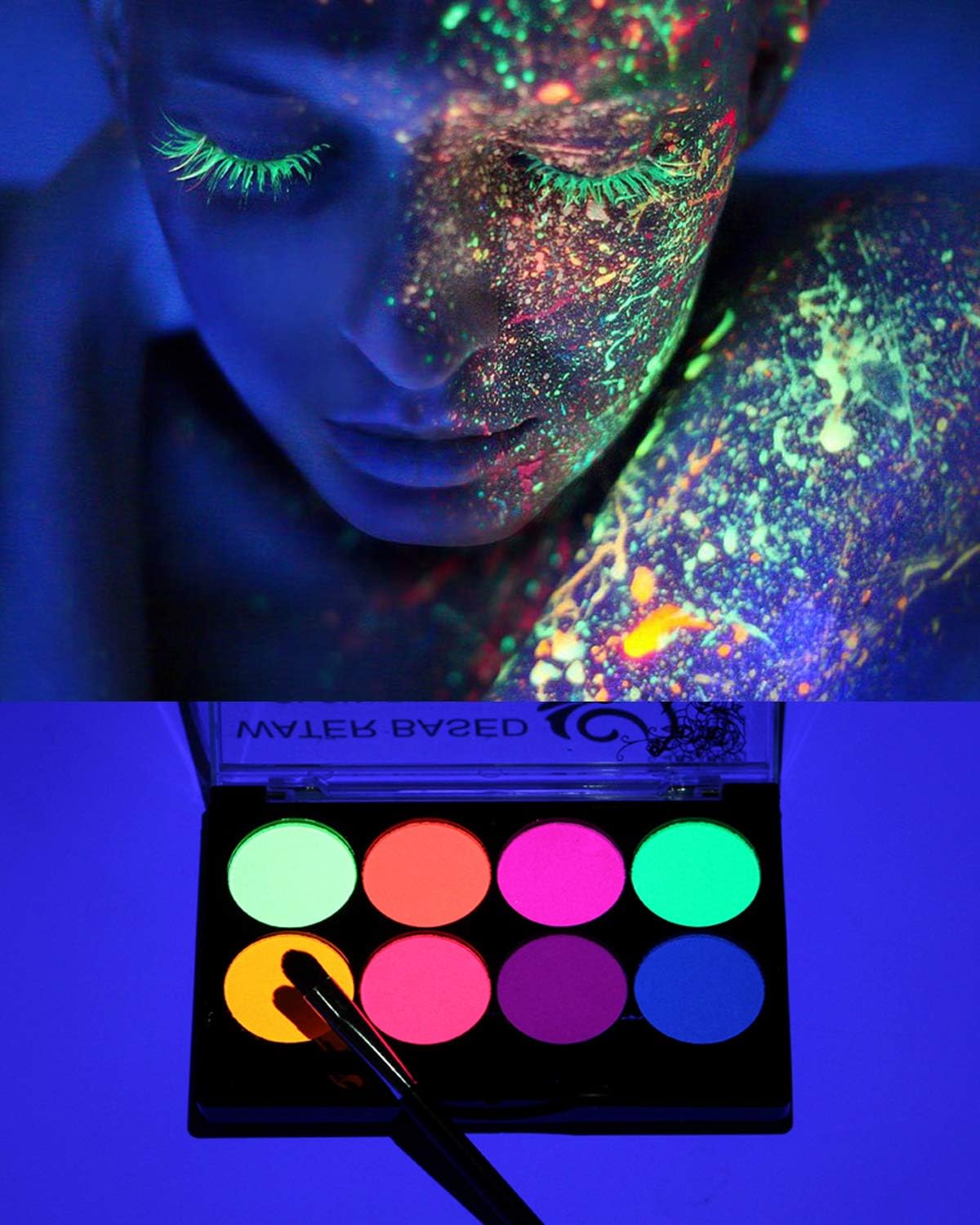 Amazon.com: UV Face Paint Kit, Glow In The Dark Paint, Neon Fluorescent ...