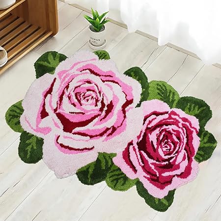 Amazon.com: Bath Rug for Bathroom Bedroom, Pink Floral Bath Mats Plush ...