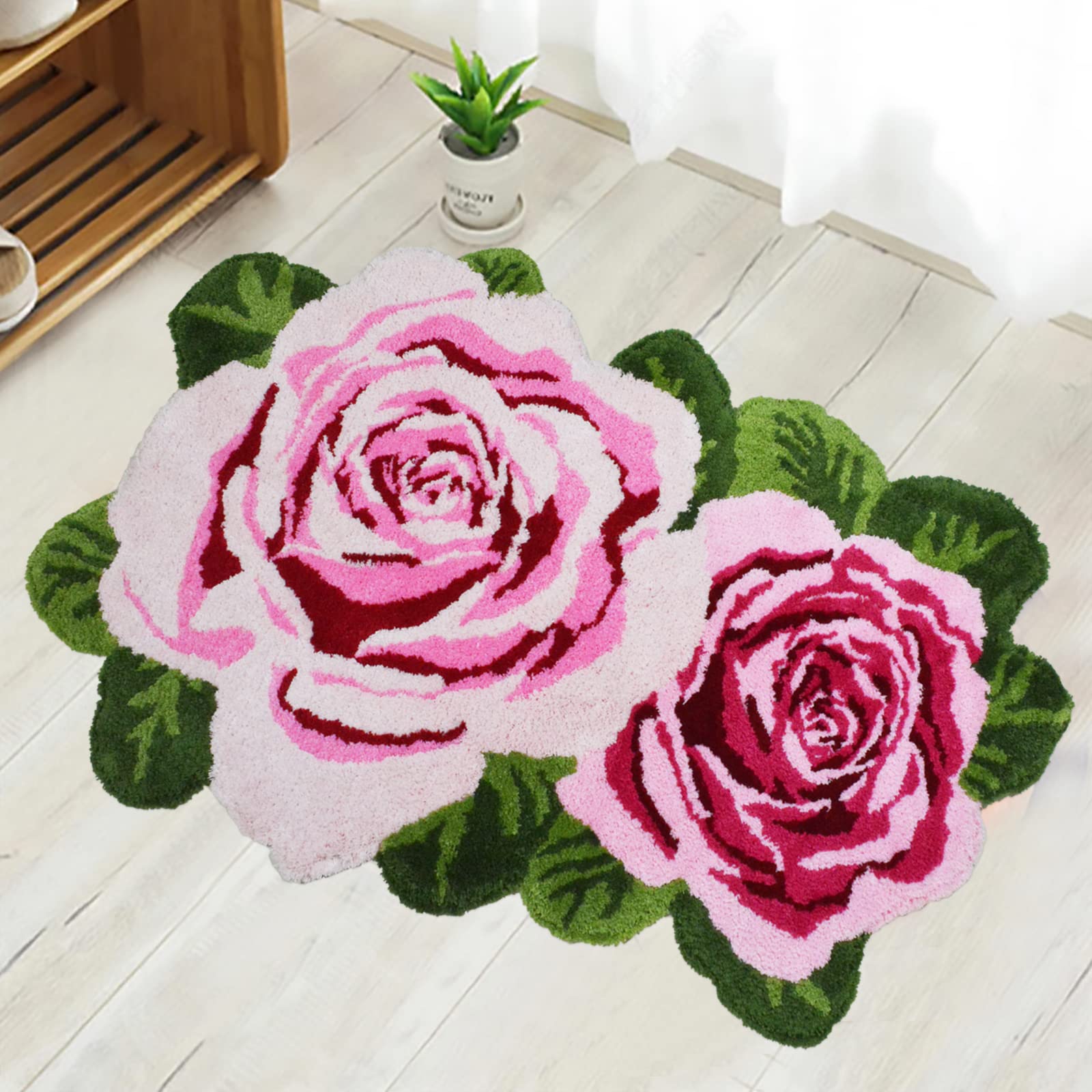 Amazon.com: USTIDE Rose Bathroom Rug 2x3 Pink, Non Slip Washable Bath ...