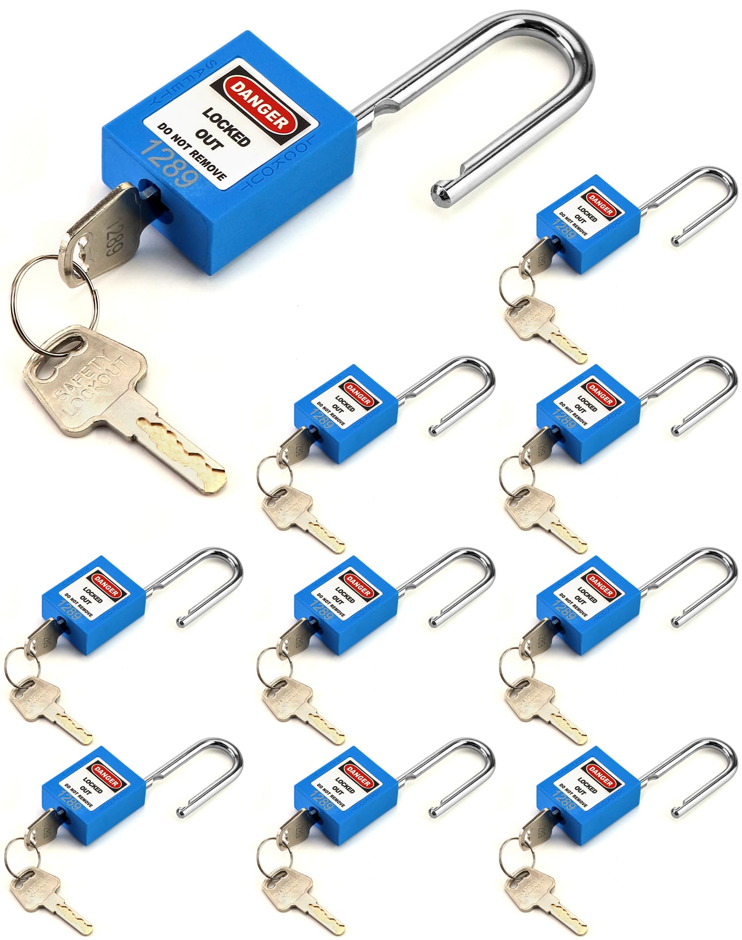 Snapklik.com : QWORK Lockout Tagout Locks, Safety Padlock, 10 Blue Padlocks