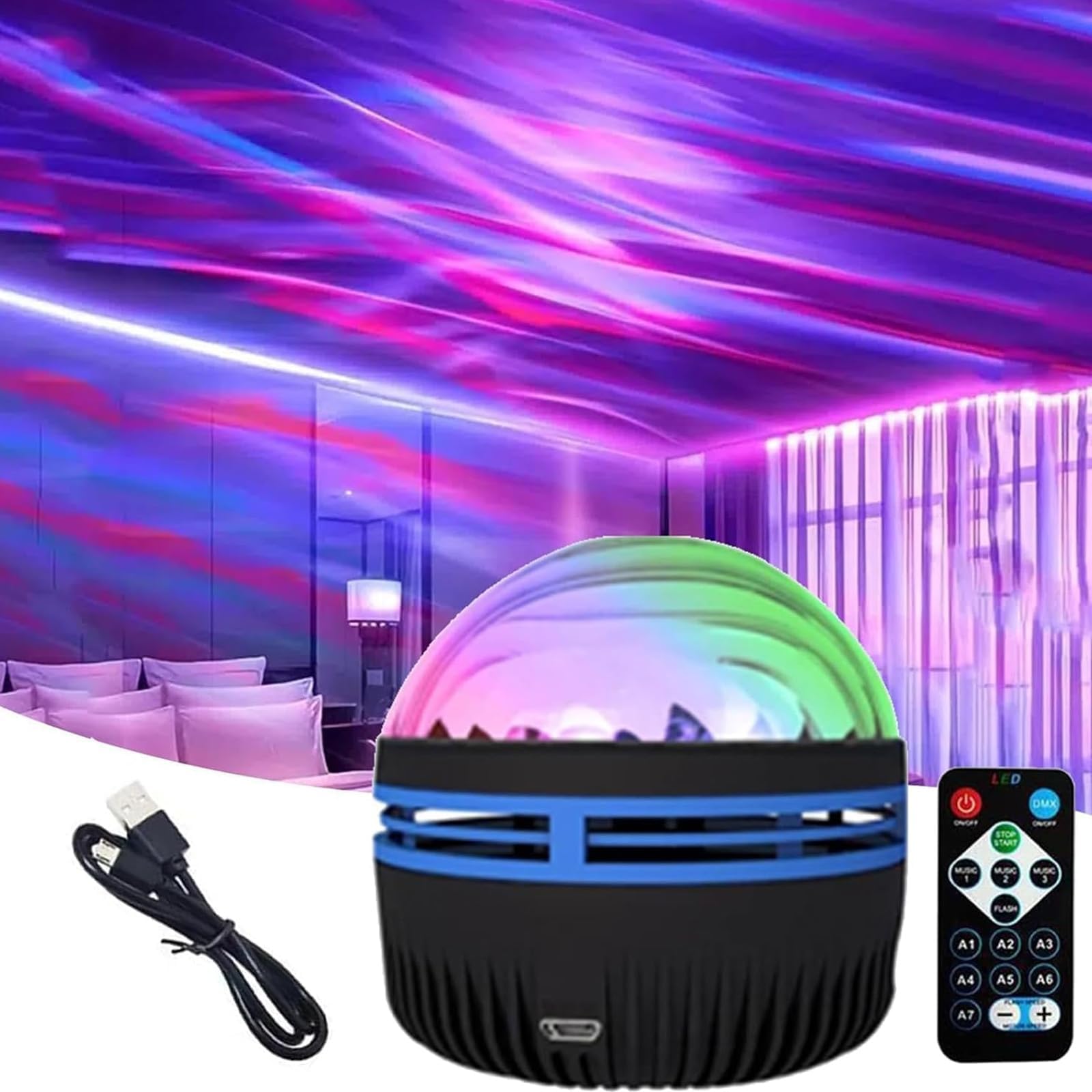 2 in 1 Northern Lights and Ocean Wave Projector With 14 Light Effects ...