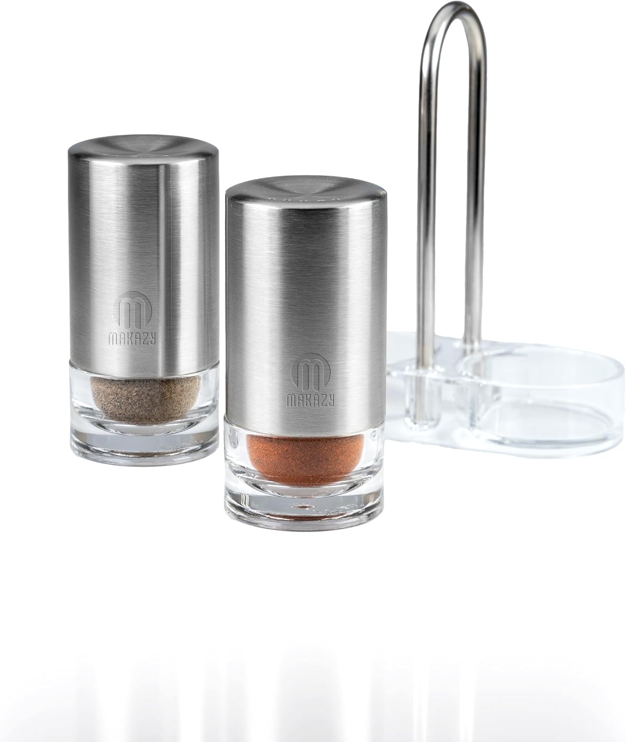Amazon.com: Makazy Stainless Steel Salt and Pepper Shakers with Holder ...