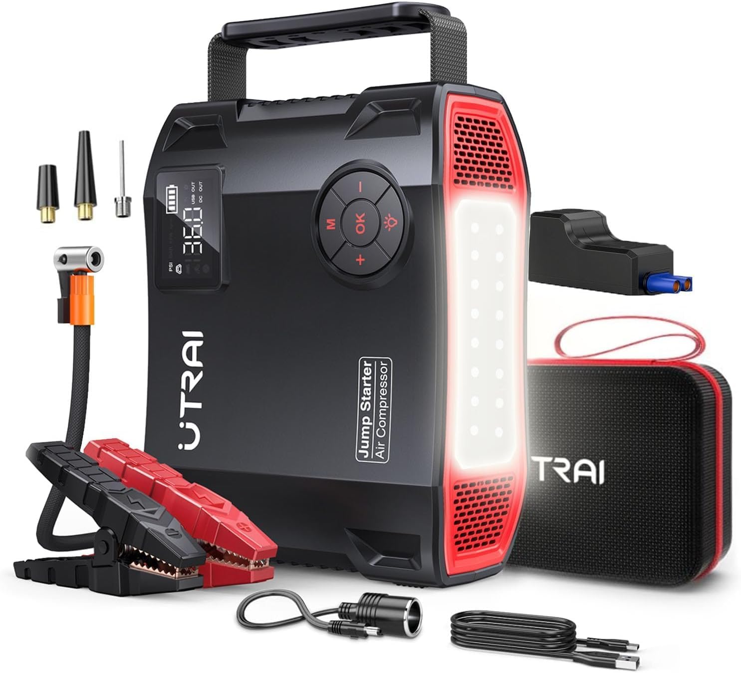Amazon.com: Jump Starter with Air Compressor,6000A 27000mAh Car Battery ...