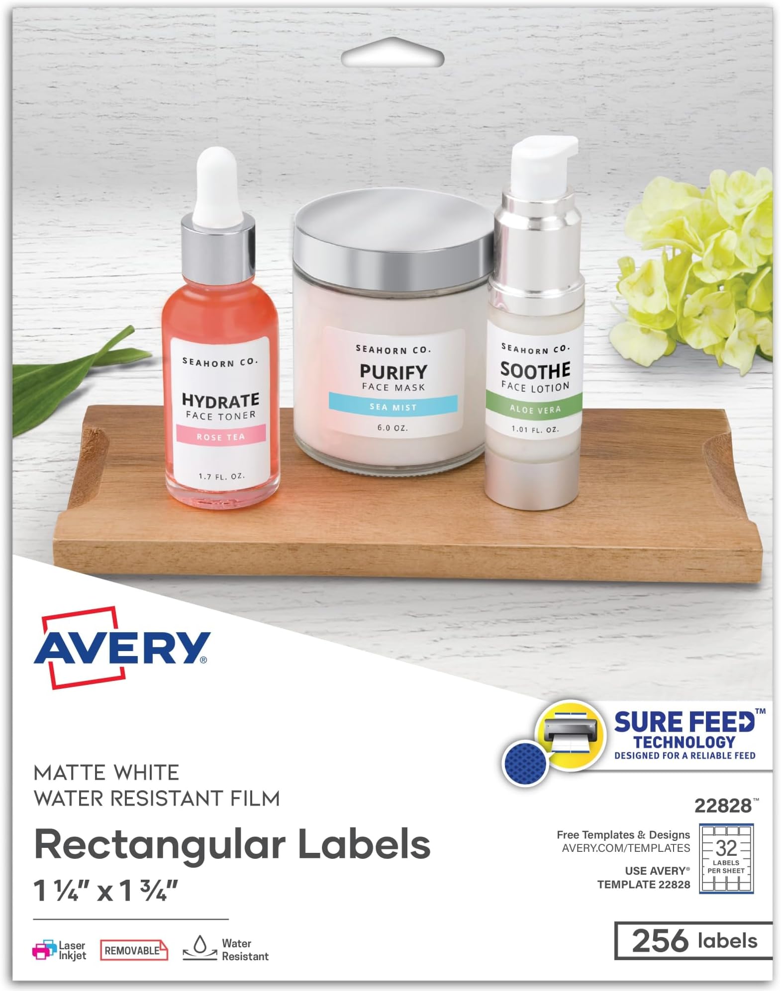 Amazon.com : Avery Printable Blank Rectangle Labels, 1.25" x 1.75 ...