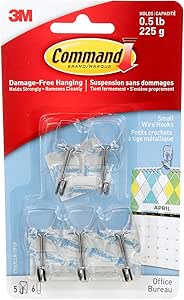 Amazon.com: Command Small Clear Wire Hooks with Clear Strips, 5 Hooks ...