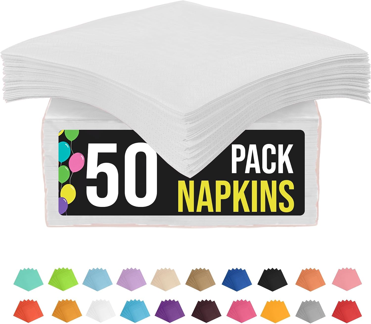 Amazon.com: Party Solids White Napkins Disposable Everyday 50 Pcs 2 Ply ...