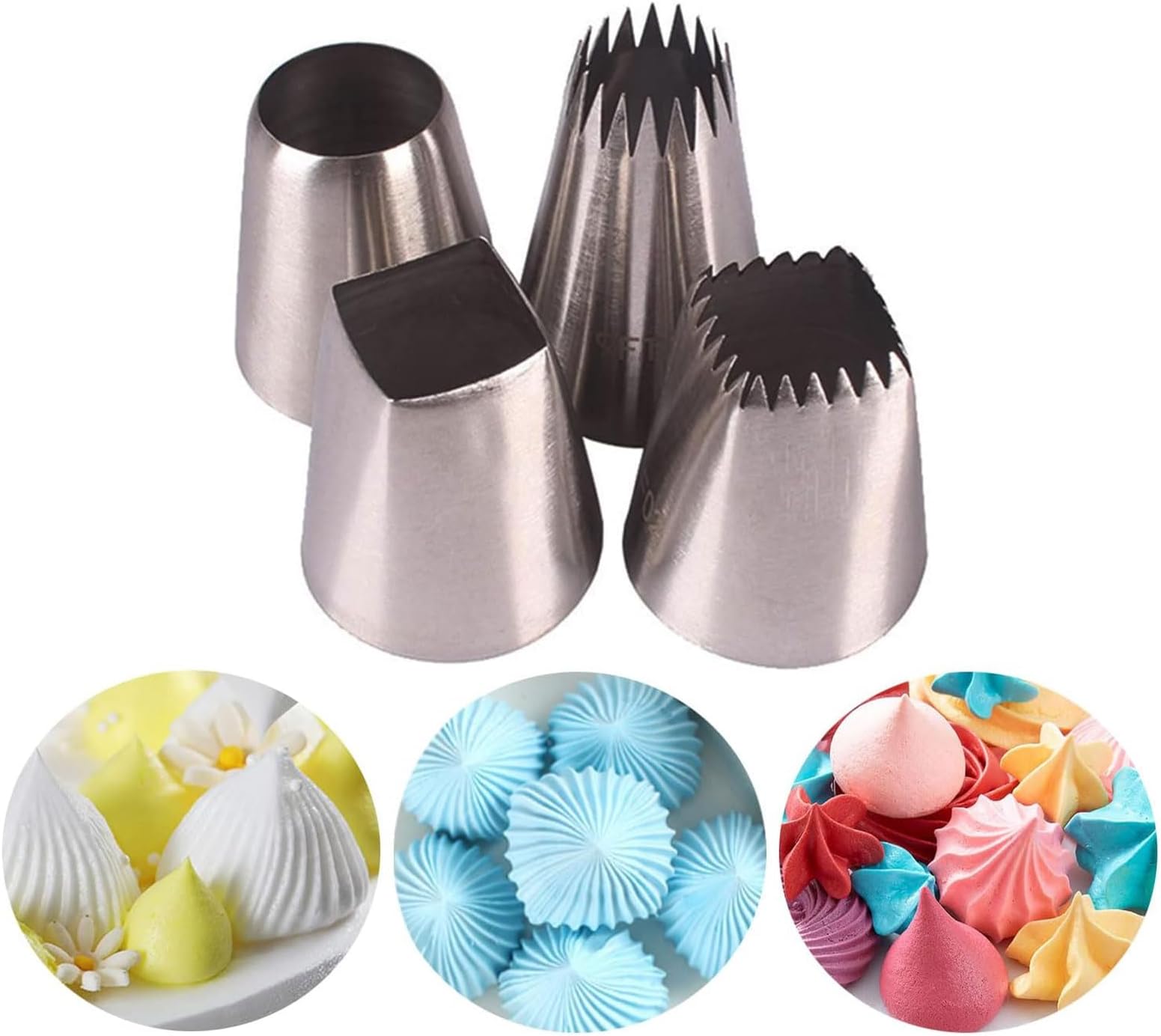 4 große Spitzen Set – Spritztüllen Set aus Edelstahl, Kuchen ...