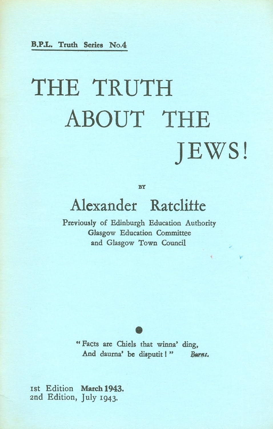 The Truth About the Jews!: Alexander Ratcliffe: Amazon.com: Books