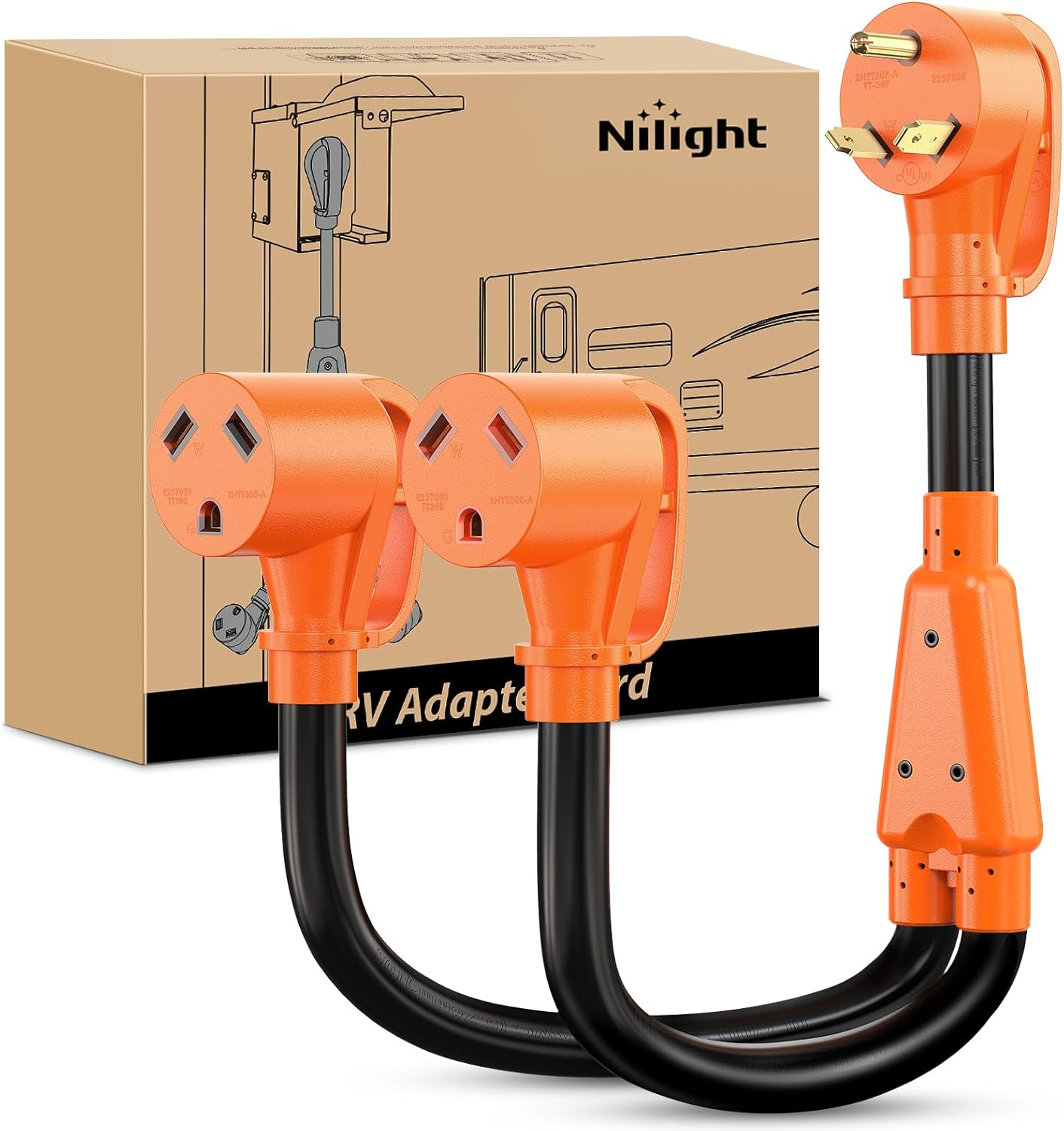 Amazon.com: Nilight 30 Amp RV Y Splitter Adapter Cord 30A Male Plug to ...