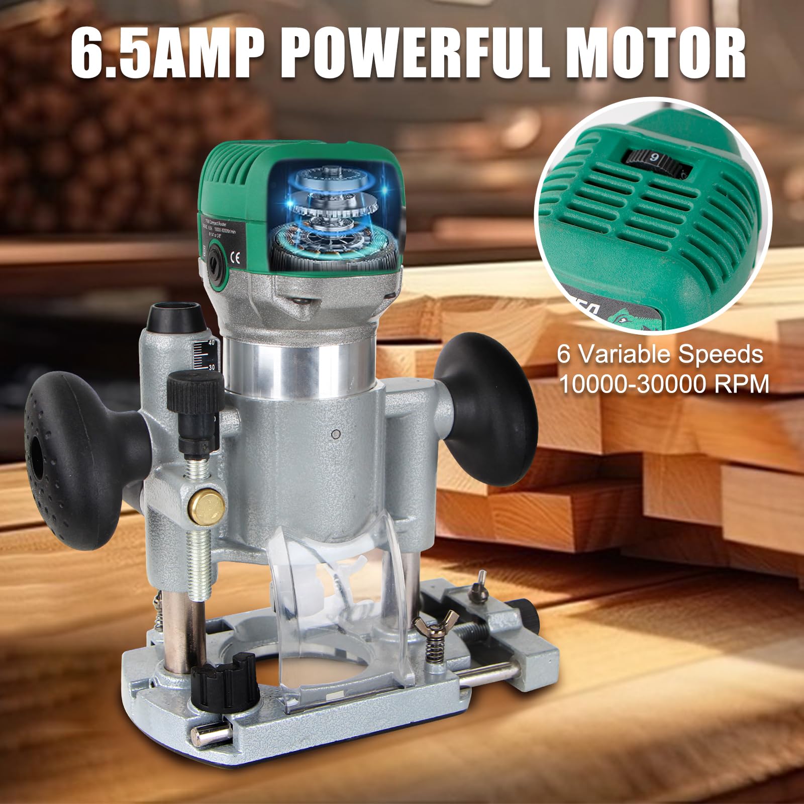 BATOCA Plunge Router Kit, 1-1/4 HP Max Torque Router ToolÂ with Fixed ...