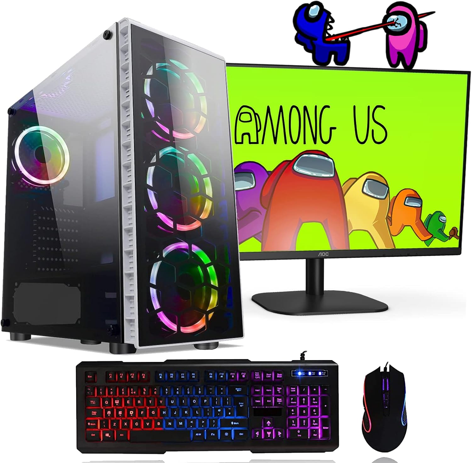 AW Gaming PC Bundle Entry Level 22" LCD Raider White Quad Core i5 1TB ...