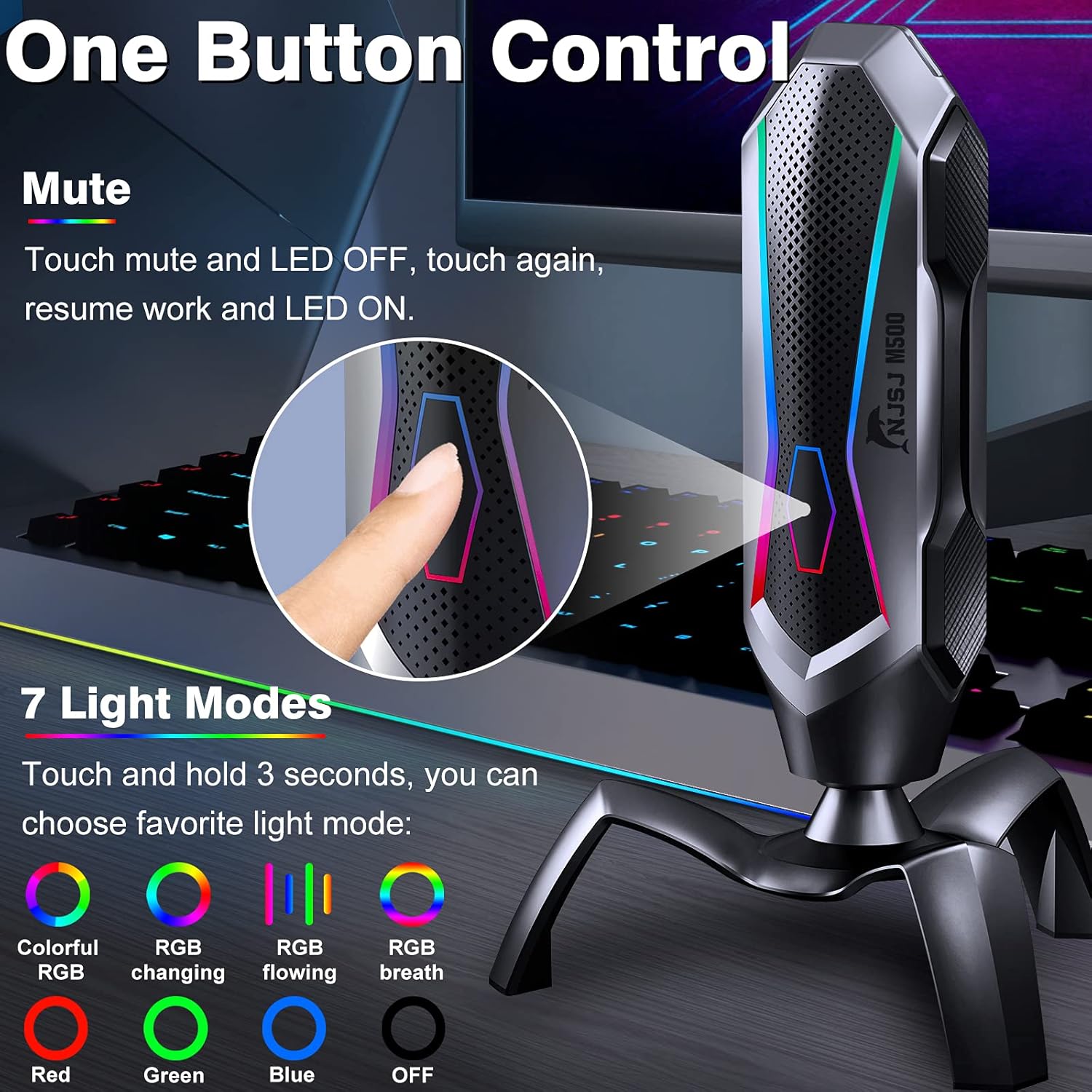 Buy NJSJ USB Microphone, Computer Gaming Microphone for PC, PS4, Mac ...