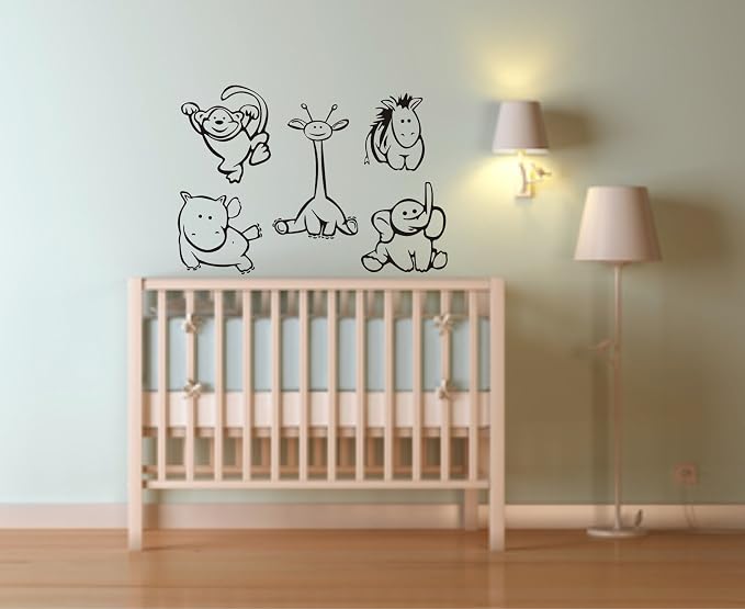 Amazon.com: The Custom Vinyl Shop Zoo Animal Silhouettes Wall Decal ...