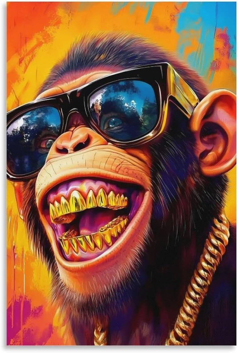 Amazon.com: LINWDSB Funny Animal Monkey Posters Hip-hop Monkey Poster ...