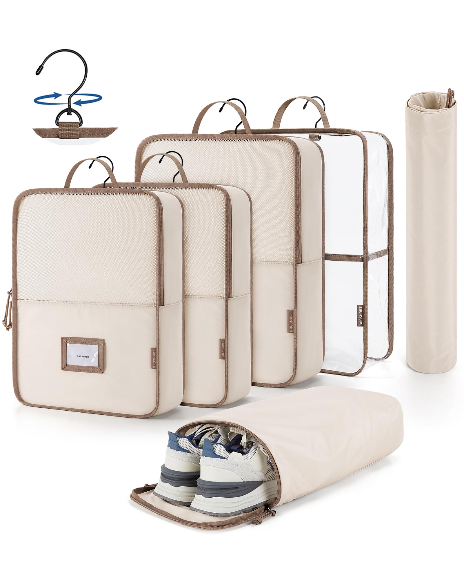 Amazon.com: BAGSMART Hanging Packing Cubes for Travel, 6 Set Clear ...