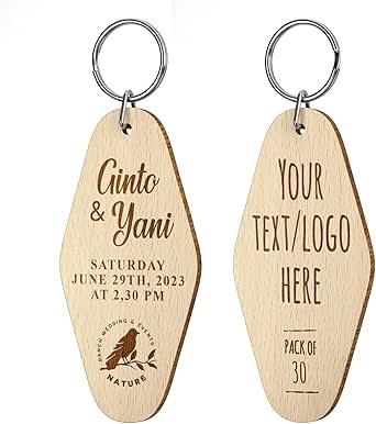 SUYANH 30 Custom Wooden Hotel Keychains, Personalized Motel Keychain ...