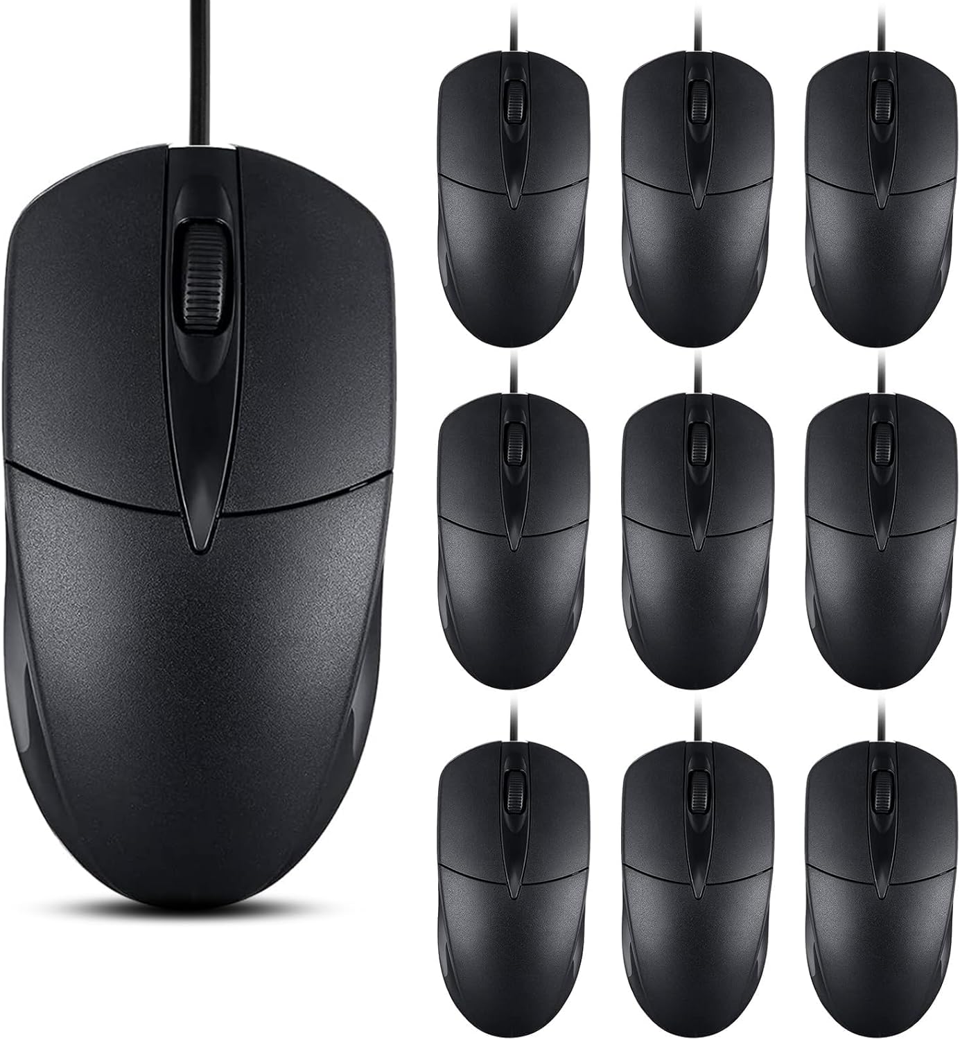 Amazon.com: SUNYIWJIE 20 PCS Black Wired Computer Mouse Bulk USB 1000 ...