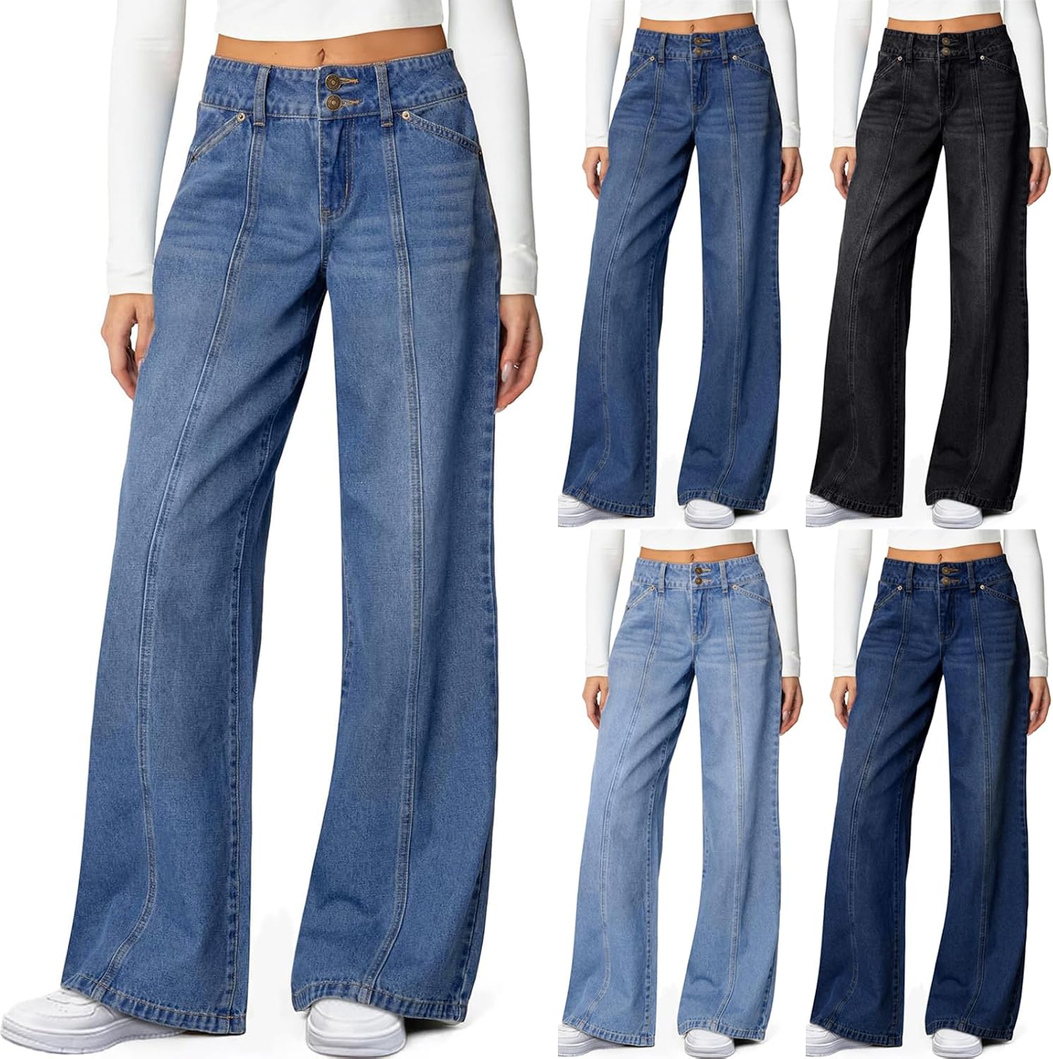 Boyfriend Jeans for Women Wide Leg Baggy Jeans Loose Cute Mom Jean ...