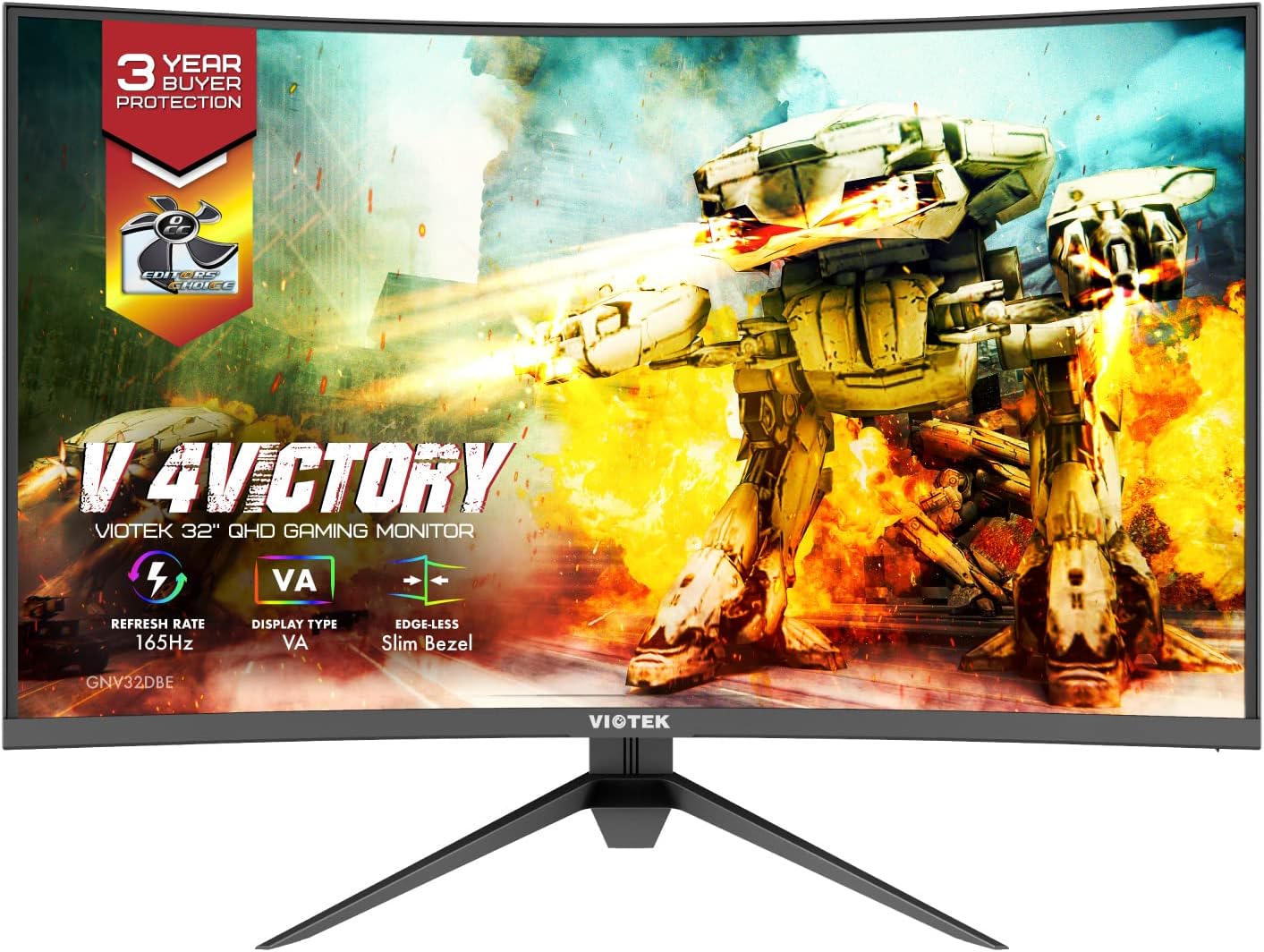 VIOTEK GNV32DBE 32-Inch Curved Gaming Monitor | 2560x1440p QHD | 165Hz ...