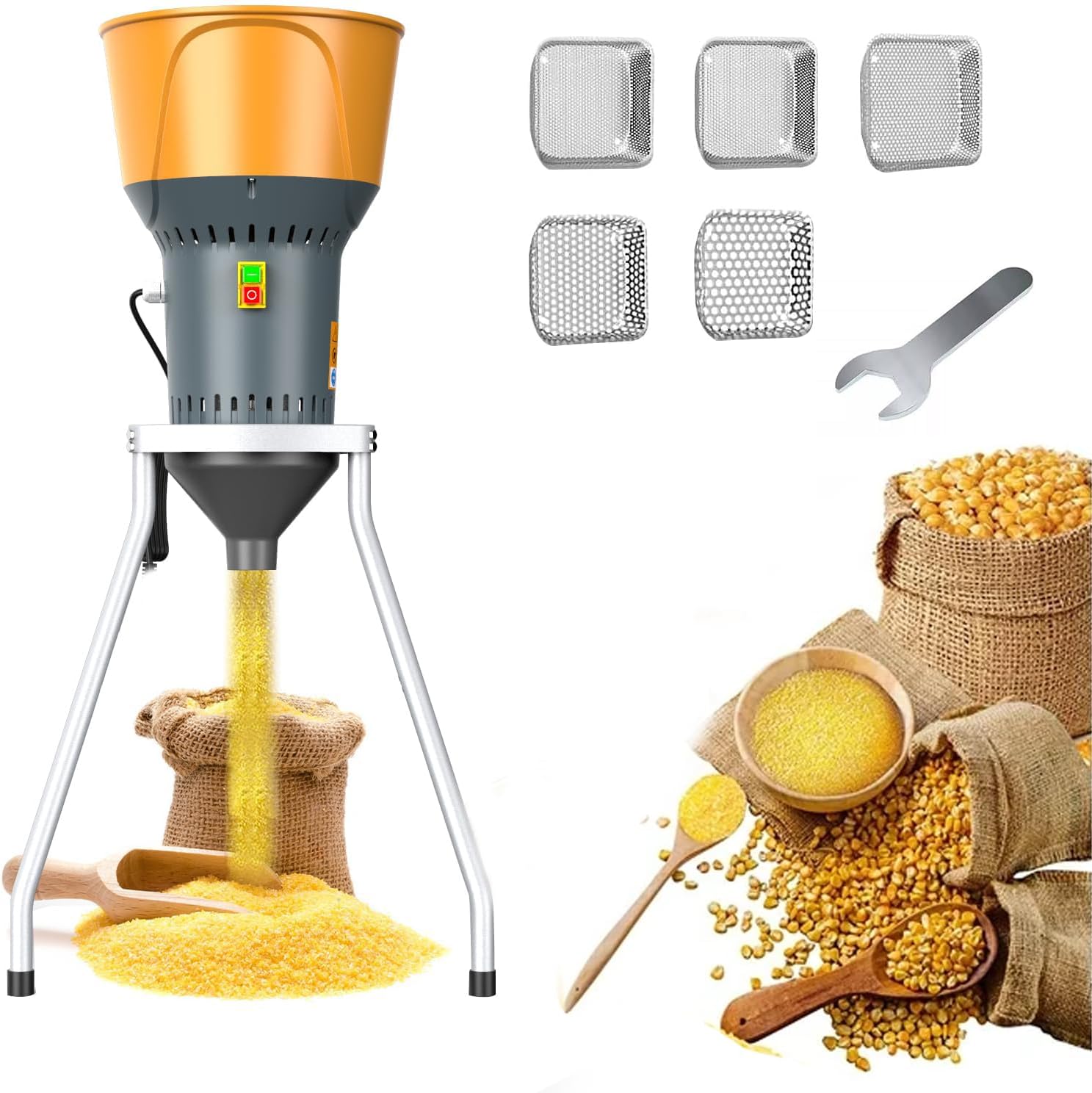 Electric Corn Grinder Dust-Free Flour Mills 50L Dry Electric Grain Mill ...