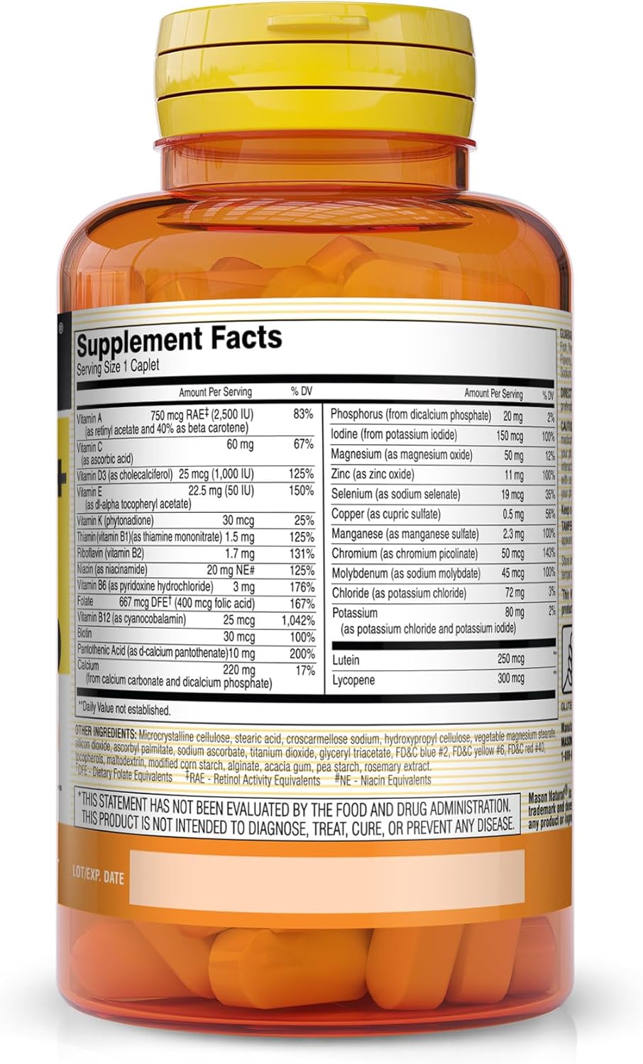 MASON NATURAL Vitrum 50 + Adult-Multi, sin hierro, Vitaminas A C D E K ...