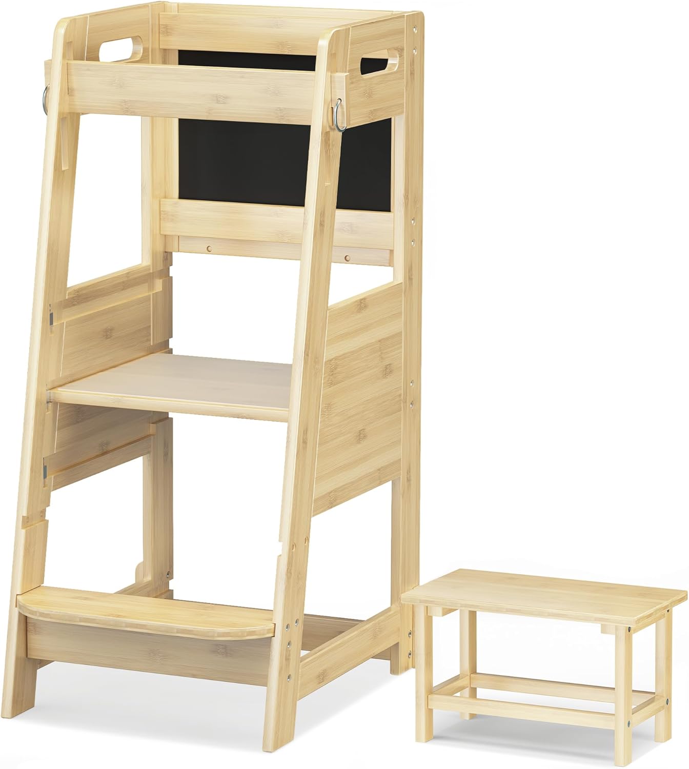 Amazon.com: TOETOL Bamboo Toddler Kitchen Step Stool Kids Learning ...