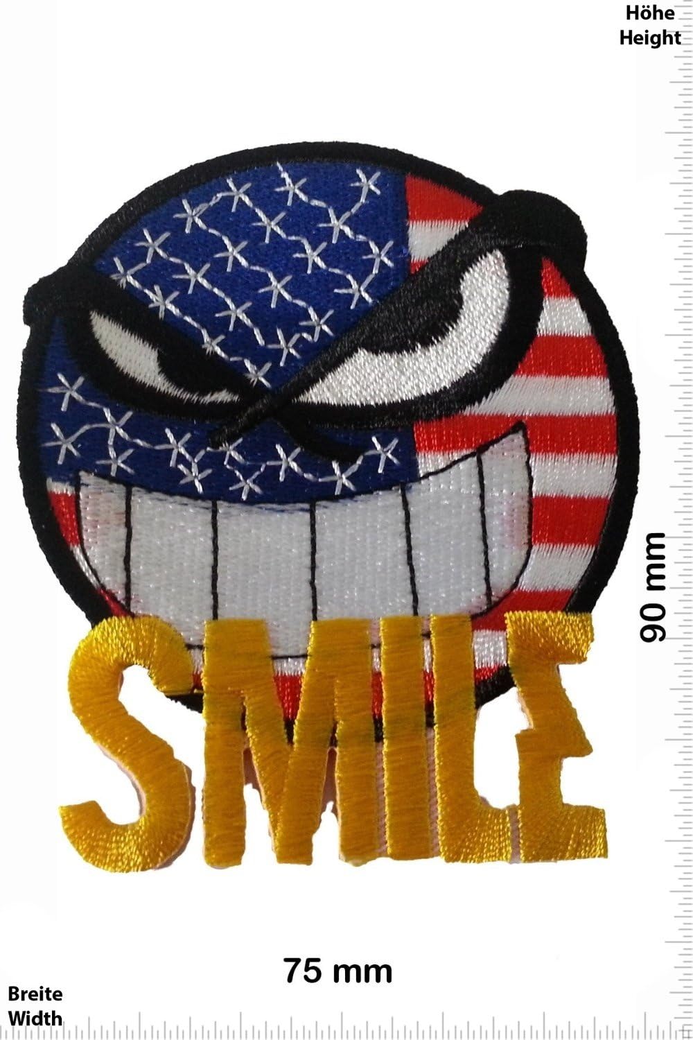 Patch - Smile USA - 9 CM - Fun Patch - Adult - Vest - Iron on Patch ...