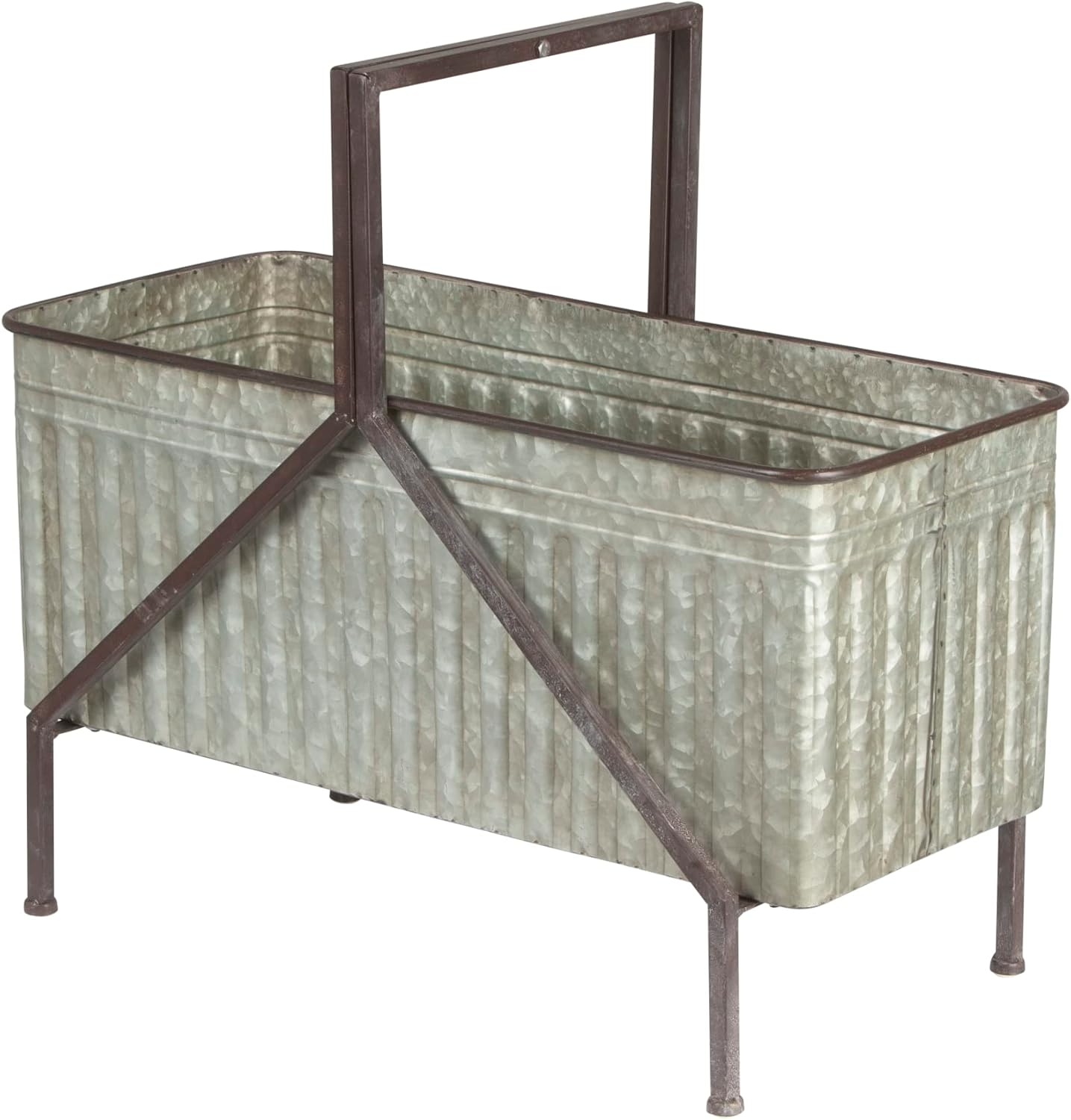 Amazon.com: Creative Co-Op Farmhouse Galvanized Metal Storage Bucket on ...