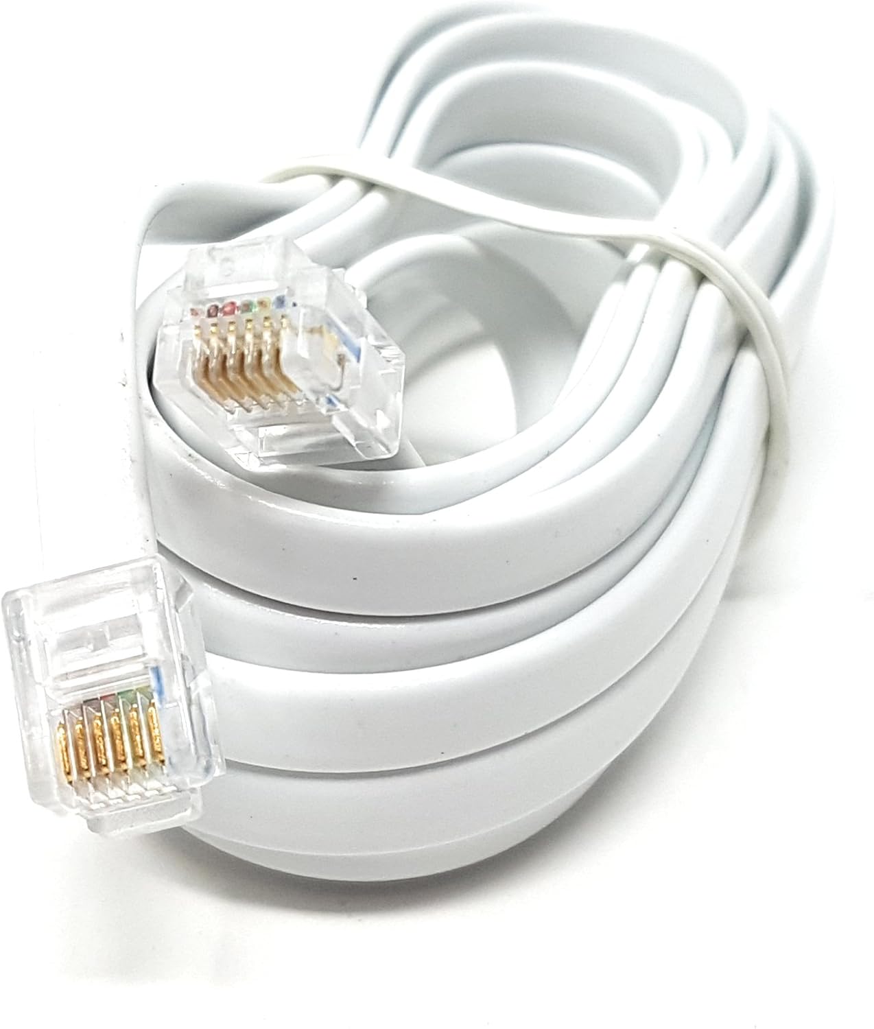 MainCore 3m long FLAT RJ12 to RJ12 (6P6C) Cable Lead Cord / (p.s. RJ11 ...