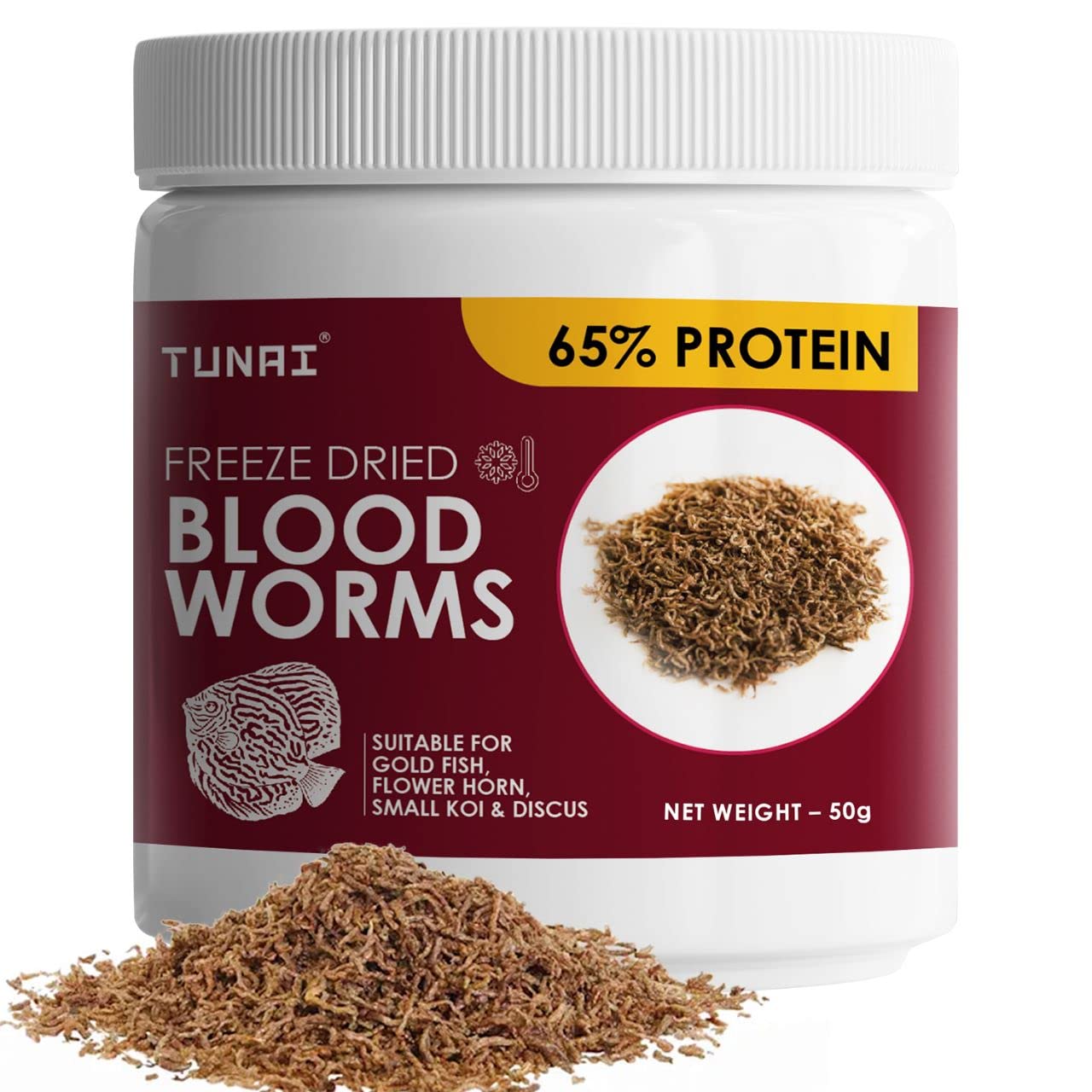 Buy Tunai Superior Freeze Dried Blood Worms for Tropical Fishes Like ...