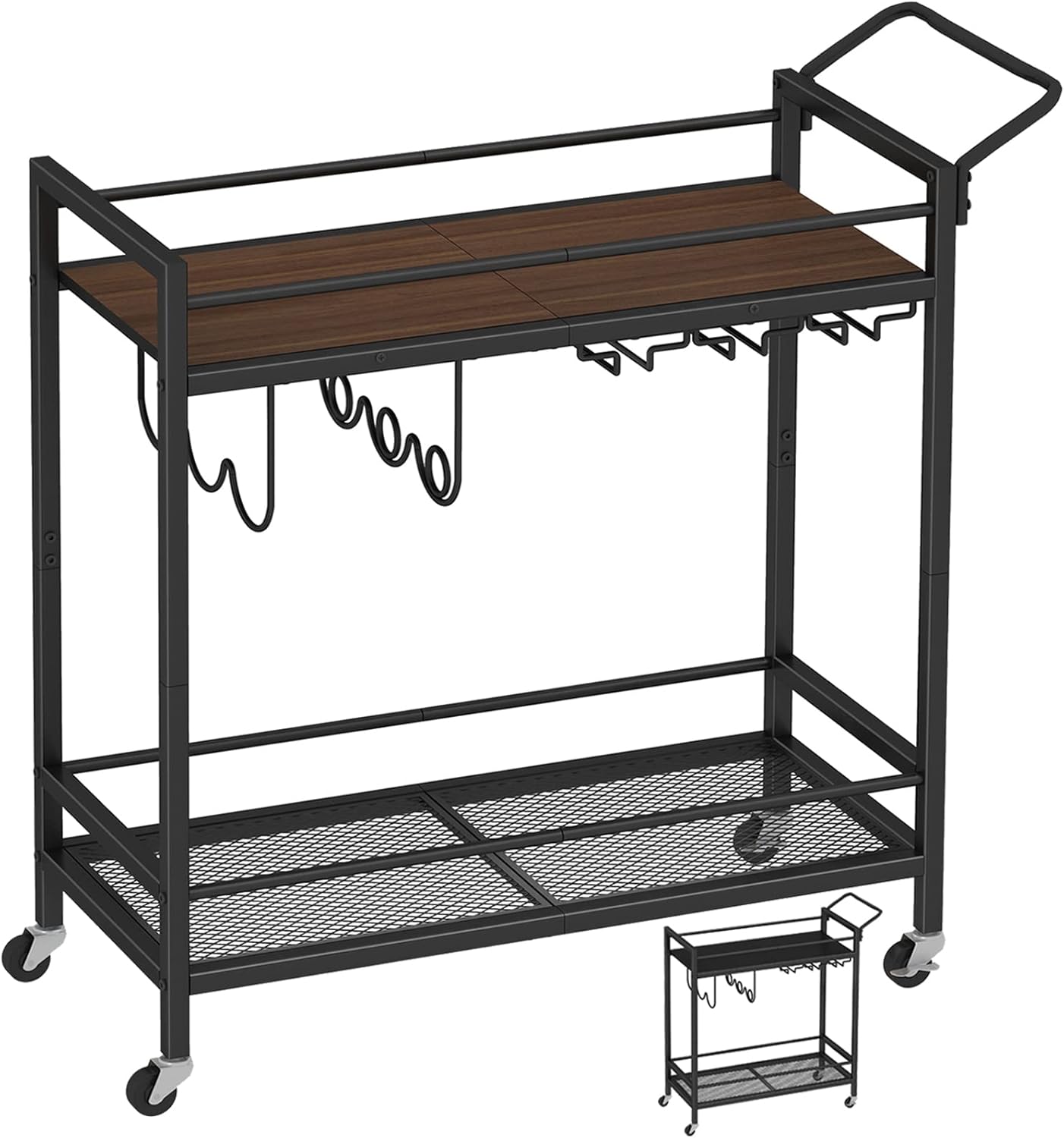 Amazon.com: LAATOOREE Bar Cart, Two-Color Home Bar Serving Cart, Mobile ...