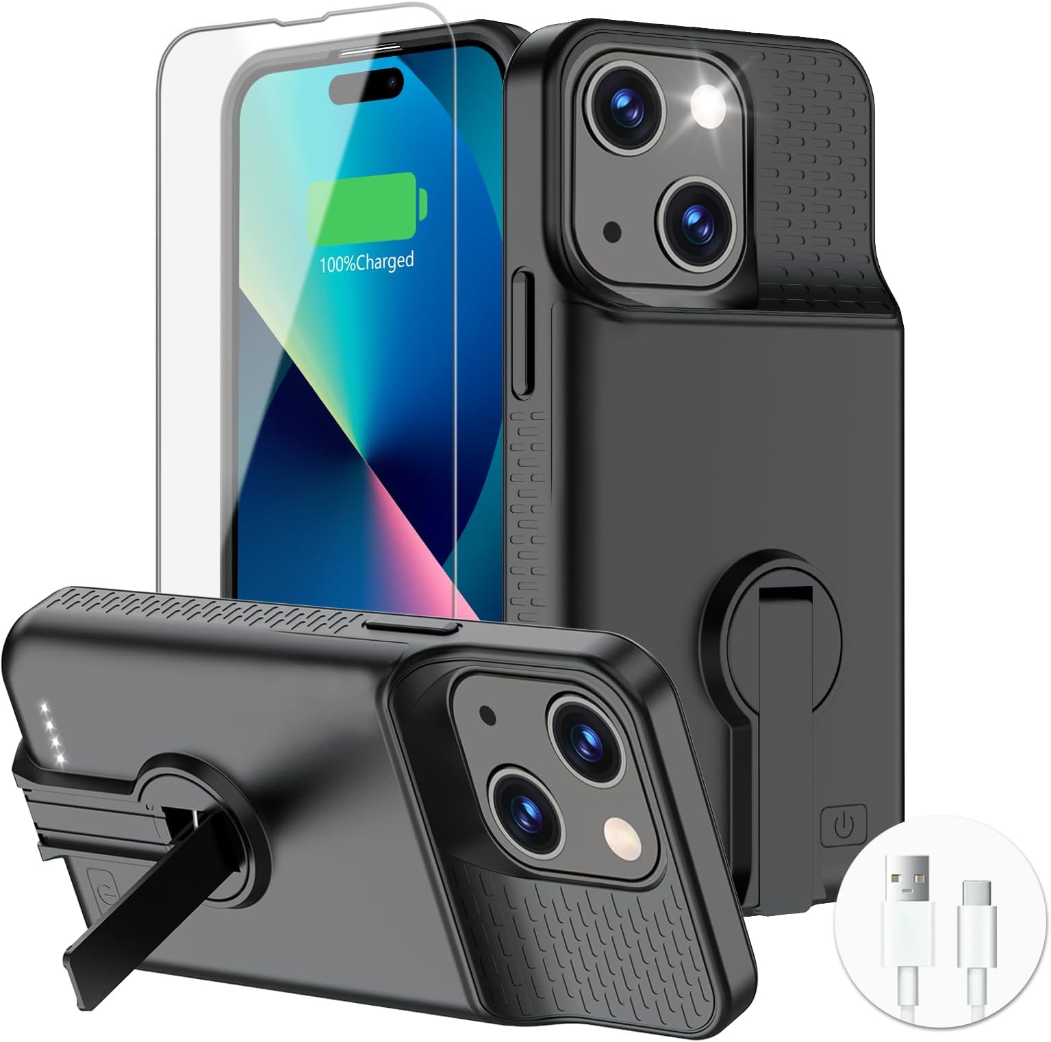 Amazon.com: Battery Case for iPhone 15/15 Pro, Charging Case with Stand ...