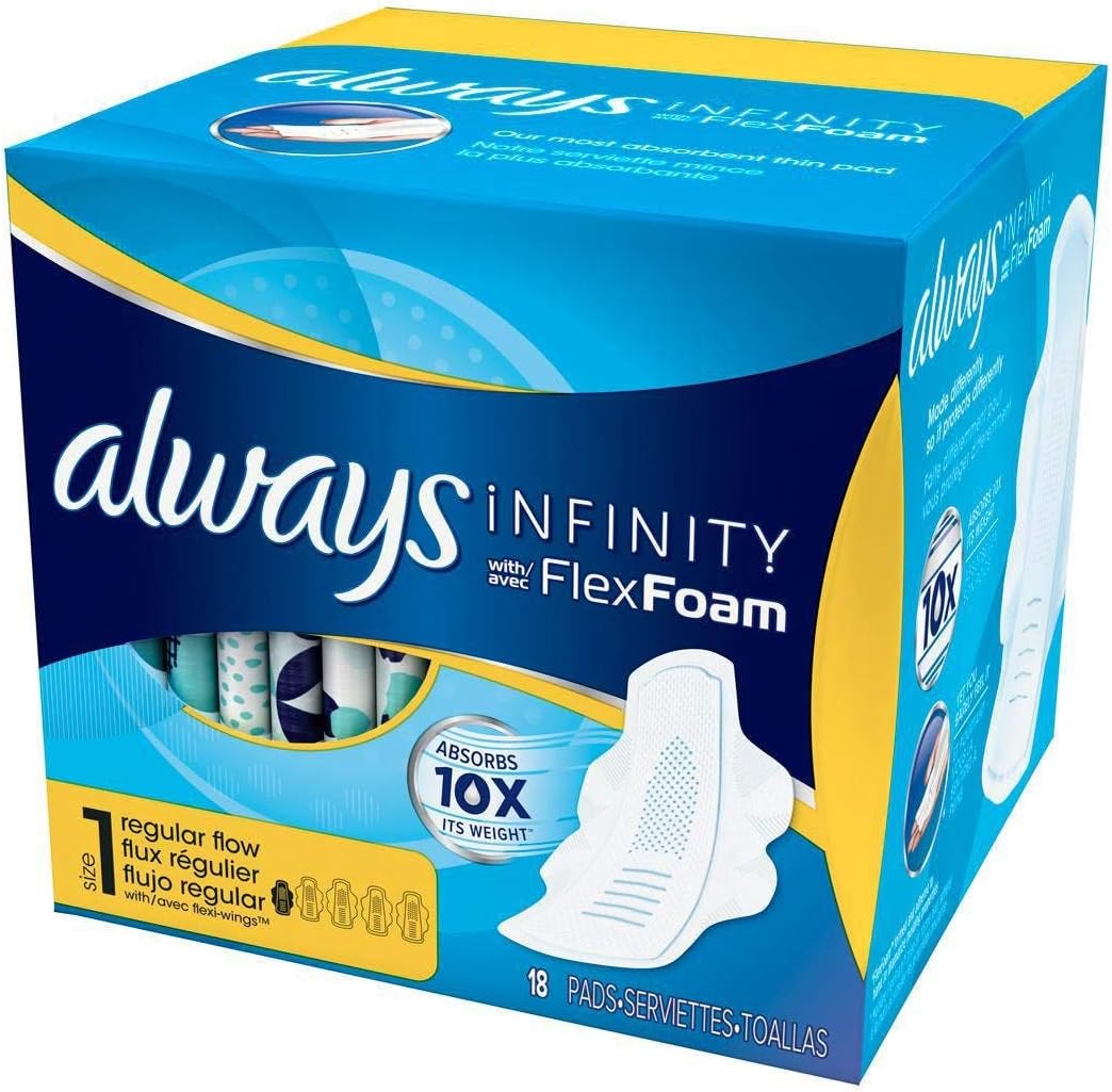 Amazon.com: Always Pads Size 1 Infinity with Flex Foam 18 Count ...
