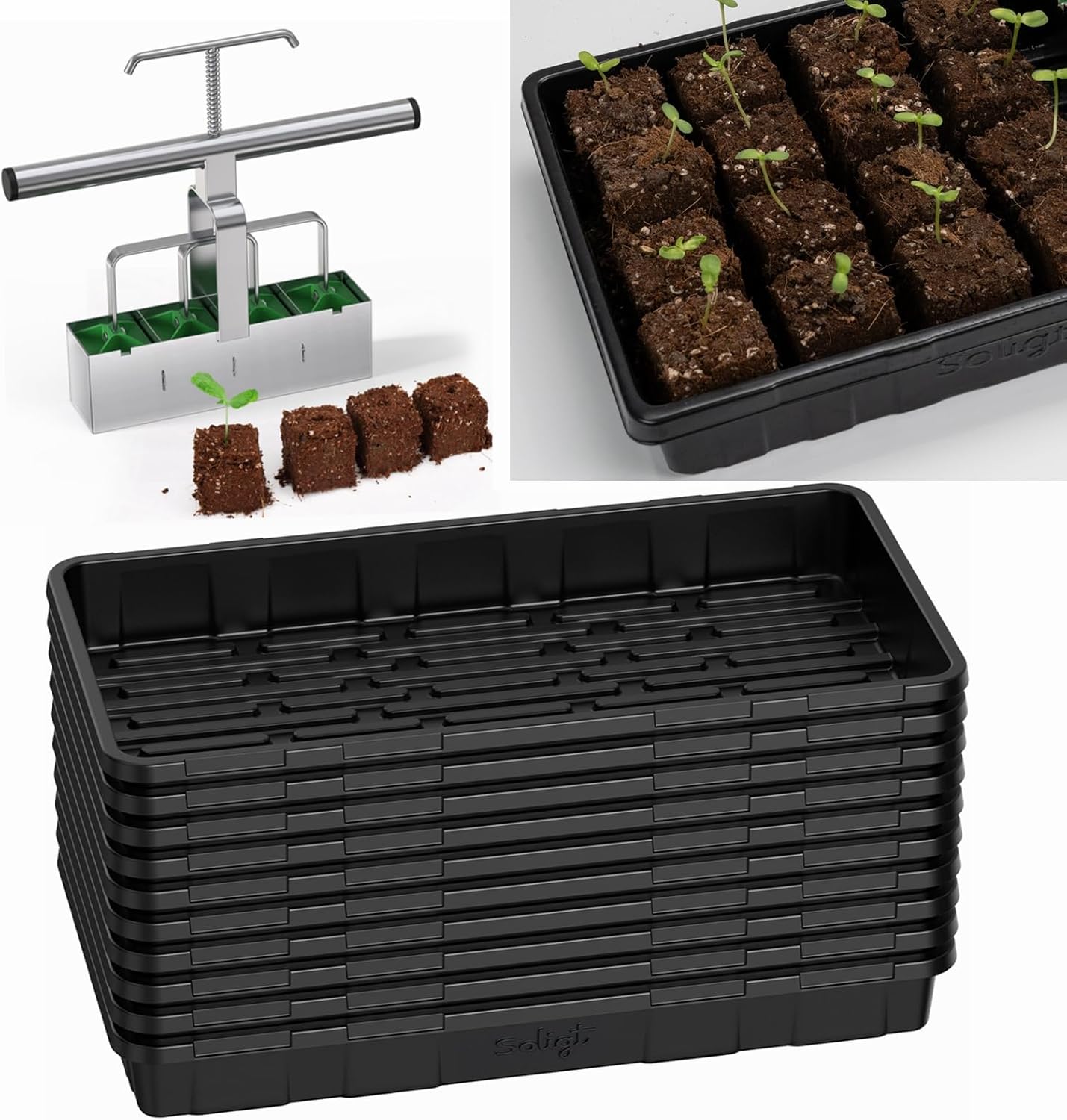 Amazon.com : SOLIGT Extra Thick Heavy Duty 10 Pack 1020 Seed Starting ...