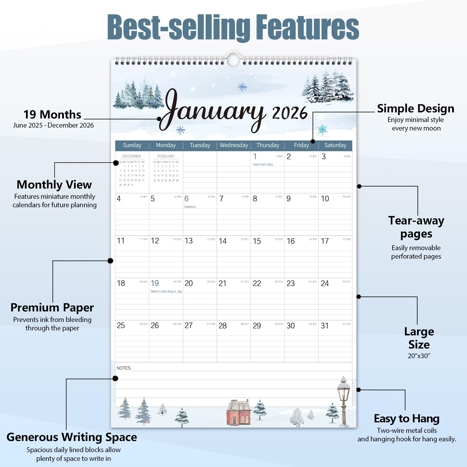 Snapklik.com : GuassLee Extra Large Wall Calendar 2025-2026, 20"x 30 ...
