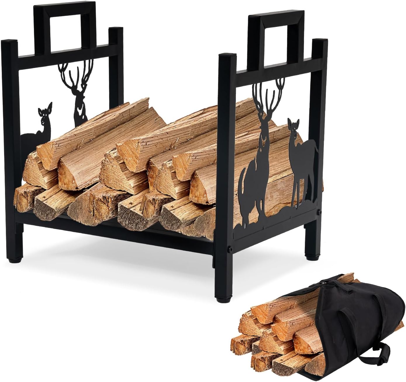 Amazon.com: NEOCOZY Small Firewood Rack, 17 Inch Firewood Holder with ...