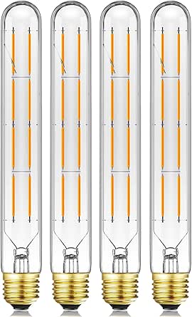 Leools T10 Led Long Bulbs 8W,E26 Dimmable Tubular Bulb,Equivalent 75 Watt, E26 Edison Style ...