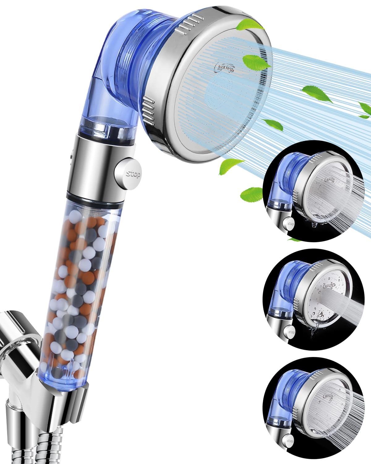 Luxsego Filtered Shower Head for Hard Water with Stop, High Pressure 4 ...