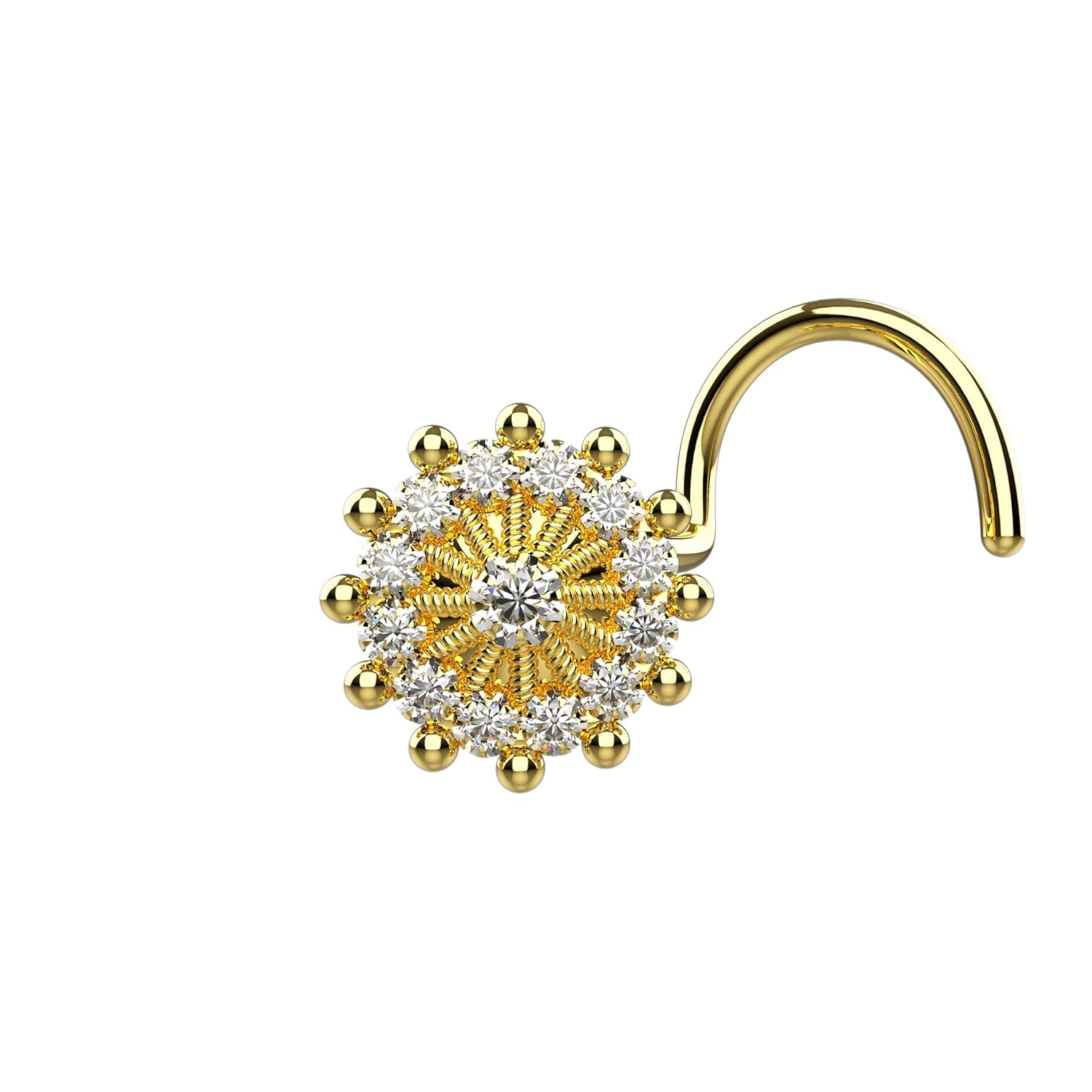 Amazon.com: 18K Gold Plated Large Nose Stud Indian Nose Ring 18G Nose ...