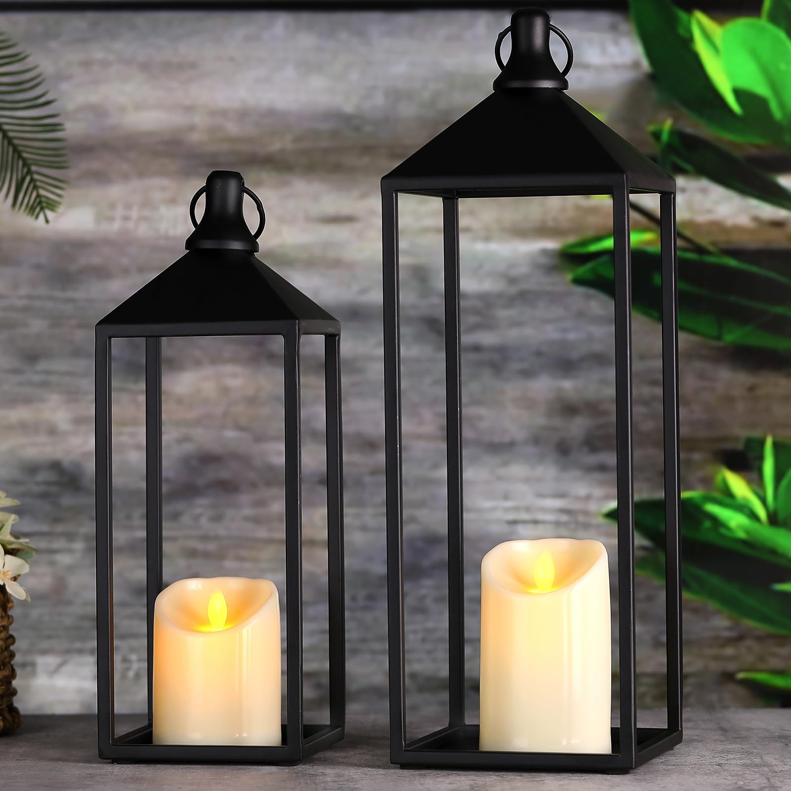 Amazon.com: Bright Zeal 2-Pack 14" Decorative Candle Lantern Black ...