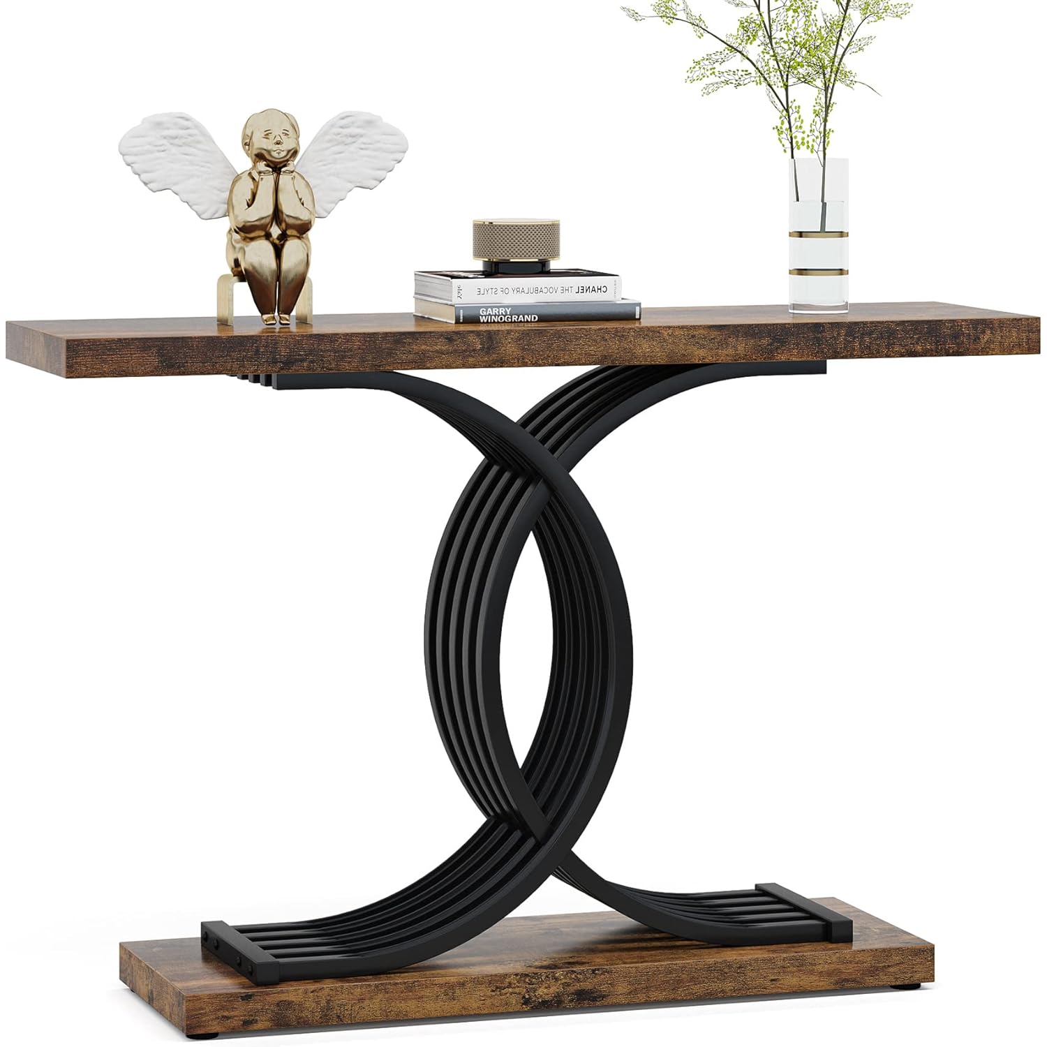 Amazon.com: LITTLE TREE Geometric Frame Console Table, Brown : Home ...
