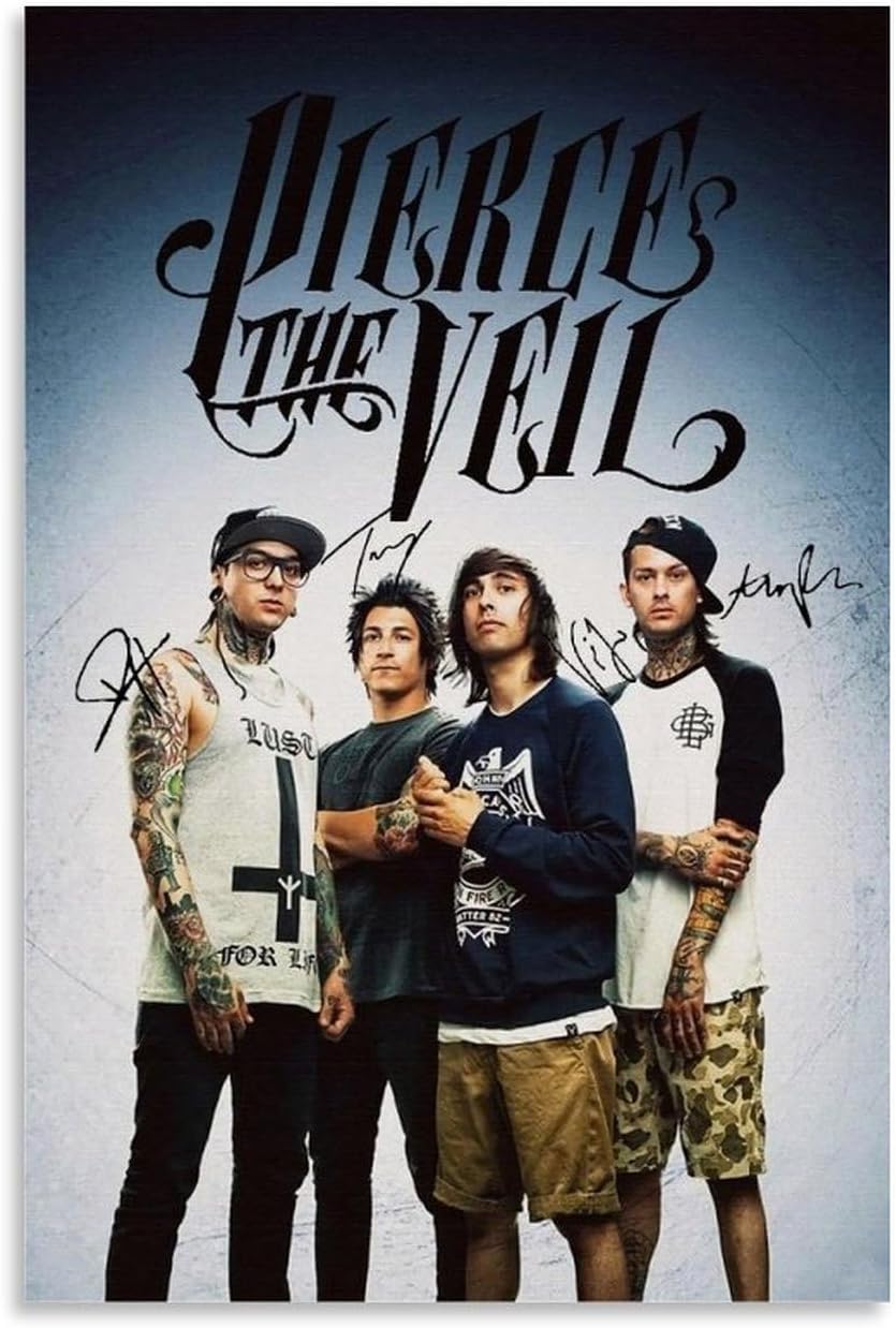 Amazon.com: lugEMa Rock Band Pierce The Veil Poster Signature Canvas ...