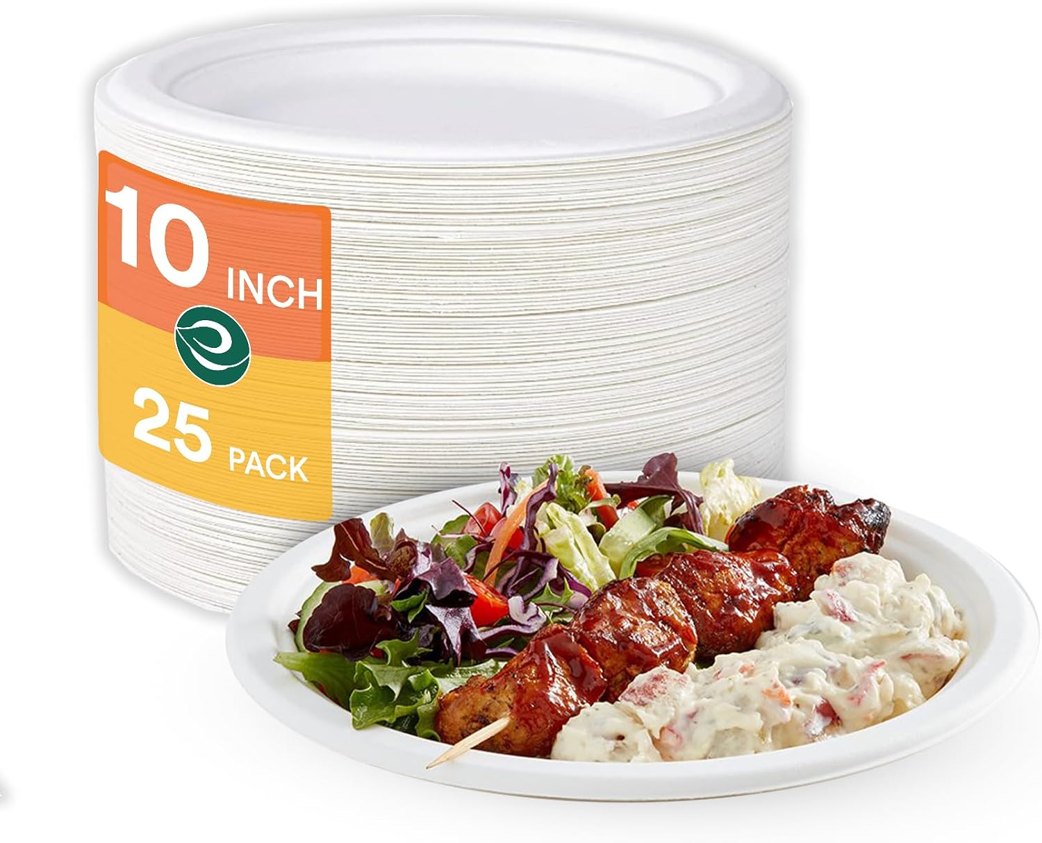 Amazon.com: ECO SOUL 100% Compostable 10 Inch Paper Plates [25-Pack ...