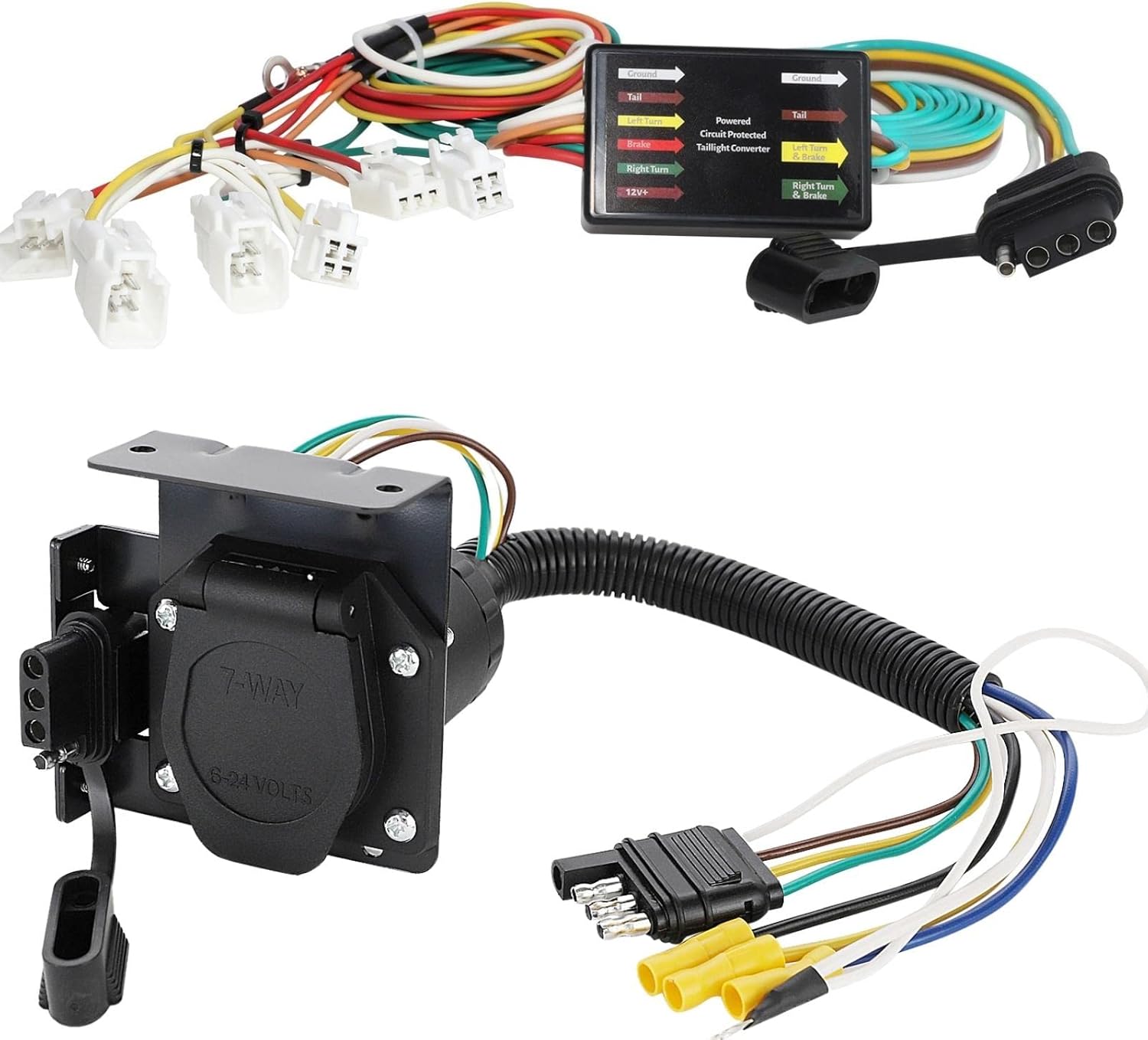 Amazon.com: MECMO Multi-Tow 4 Way Flat to 7 Way Blade and 4 Flat ...