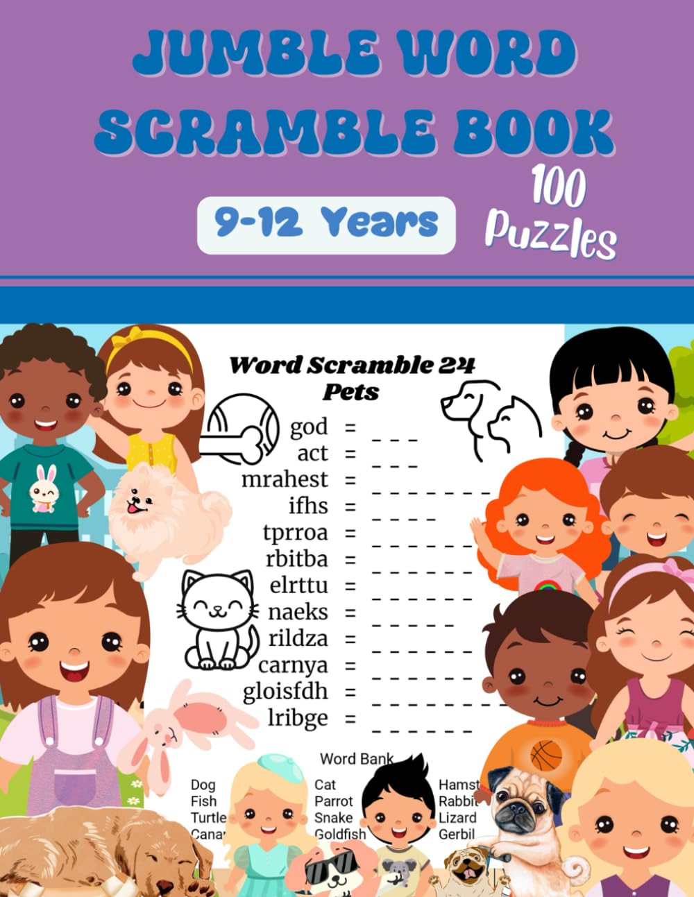 Jumble Word Scramble Book 9-12 Years: 100 Fun Puzzles With Coloring to ...