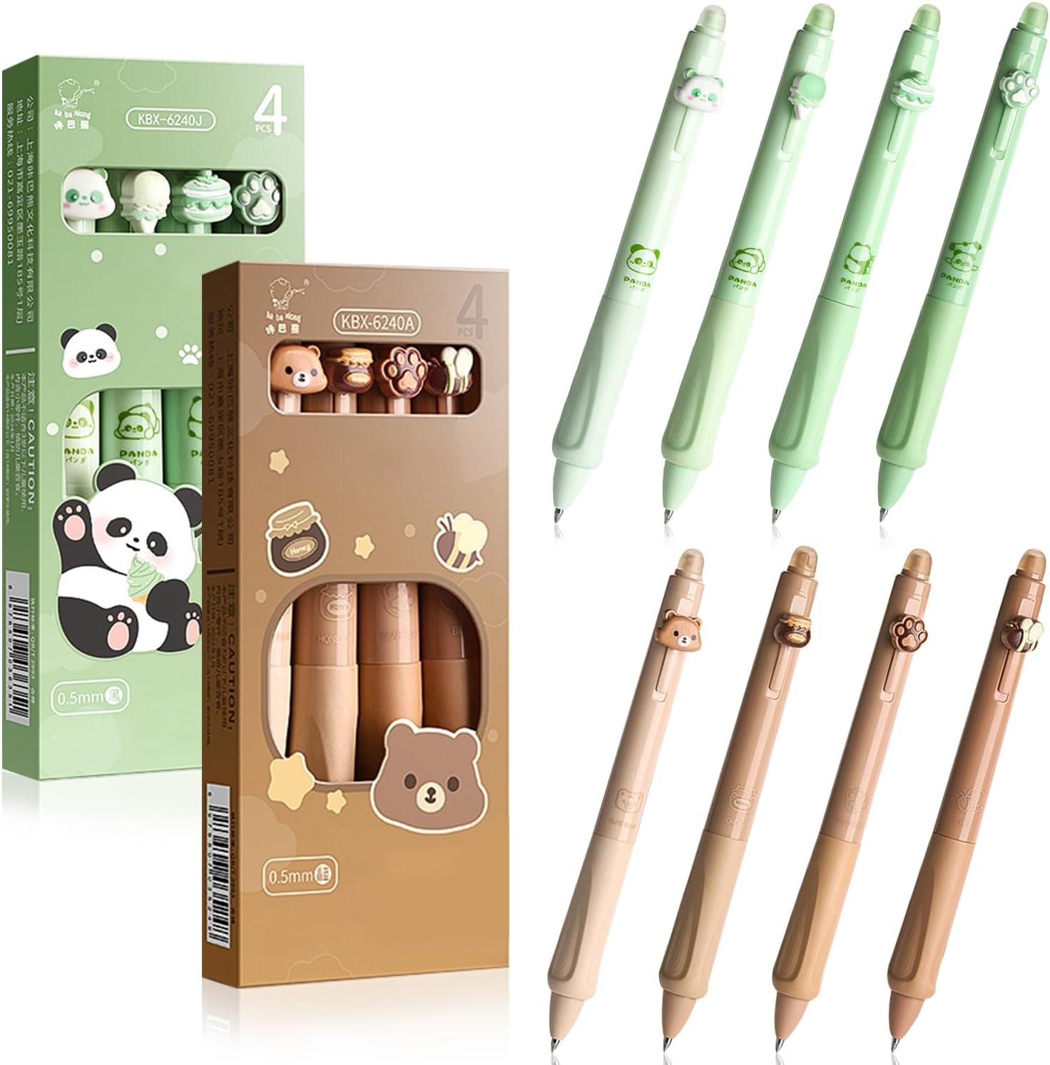 6PCS Erasable Pens Blue With Panda Erasers, Panda Pen Cute Pens Rub Out ...