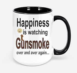 Amazon.com: Happiness Is Watching Gunsmoke Mugs Unique Coffee Mug ...